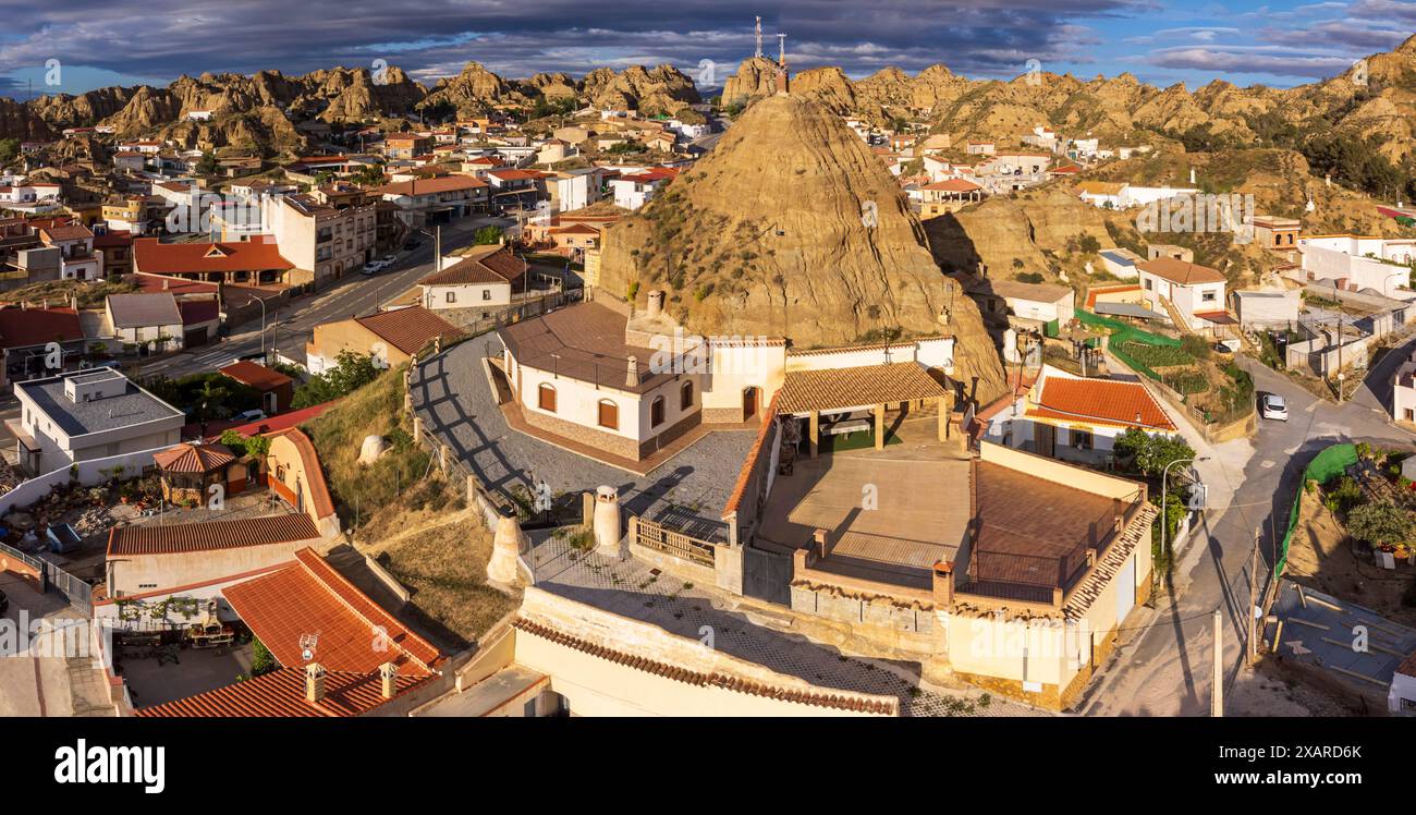 cave houses in the town of Purullena, Guadix region, Granada Geopark ...