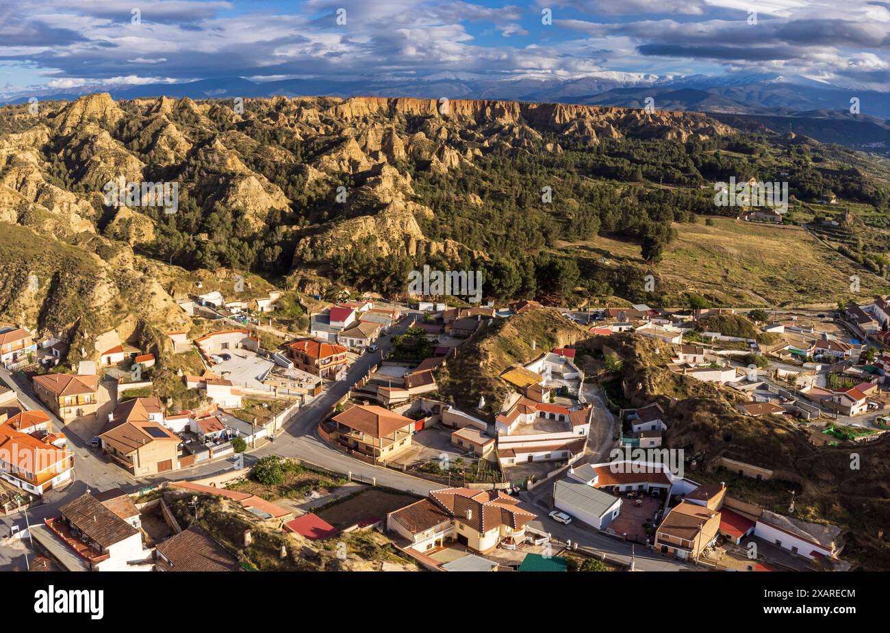 cave houses in the town of Purullena, Guadix region, Granada Geopark ...
