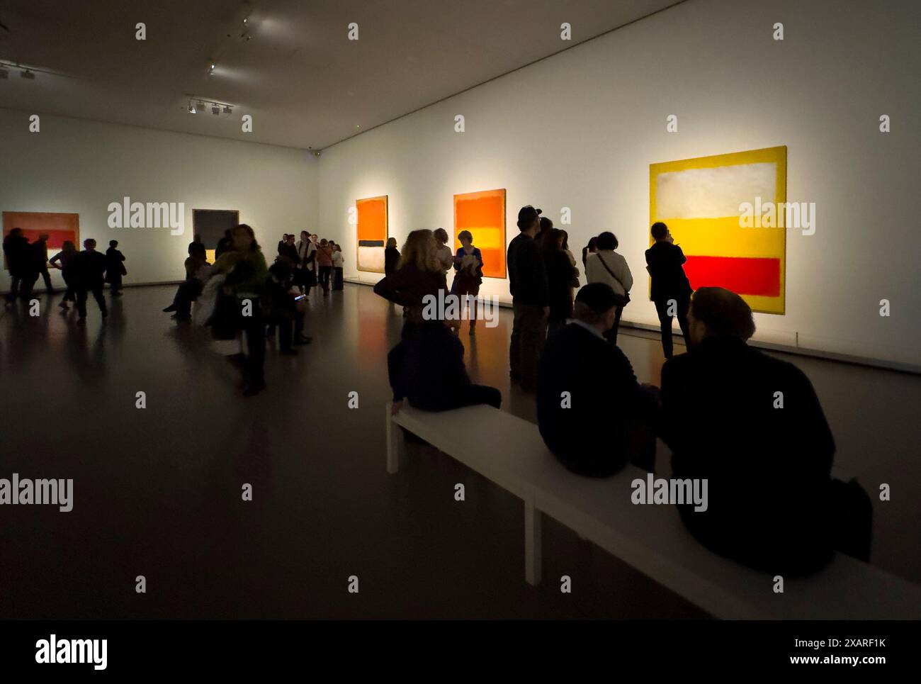 Visitors to the Mark Rothko exhibit at the Foundation Louis Vuitton in ...