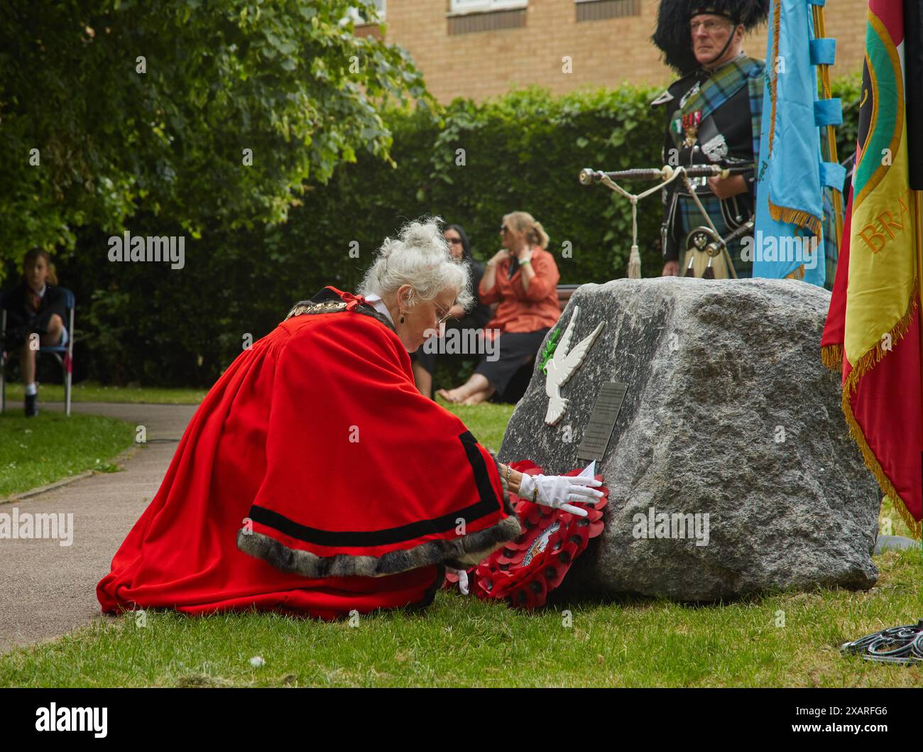 The Mayor of Hythe, Councillor Penny Graham laying a wreath at the ...
