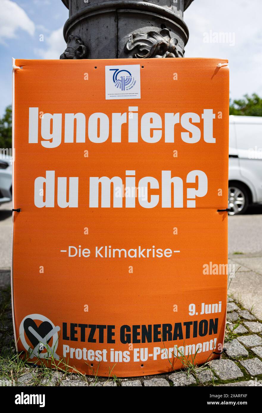 Munich, Germany. 08th June, 2024. Election Poster of Letzte Generation ...