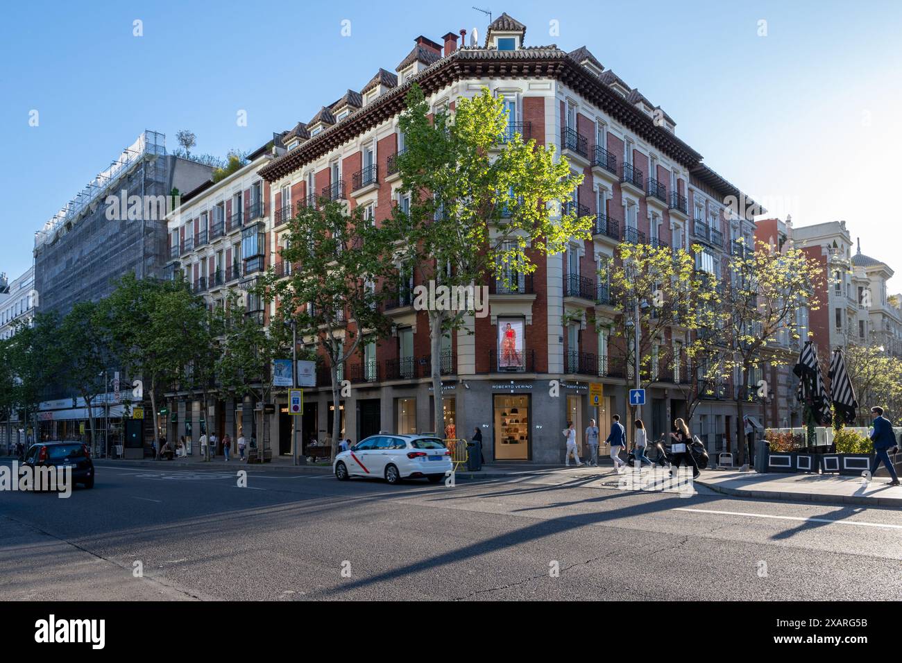 Madrid, Spain - April 12, 2024 - Mixed use residential building on ...