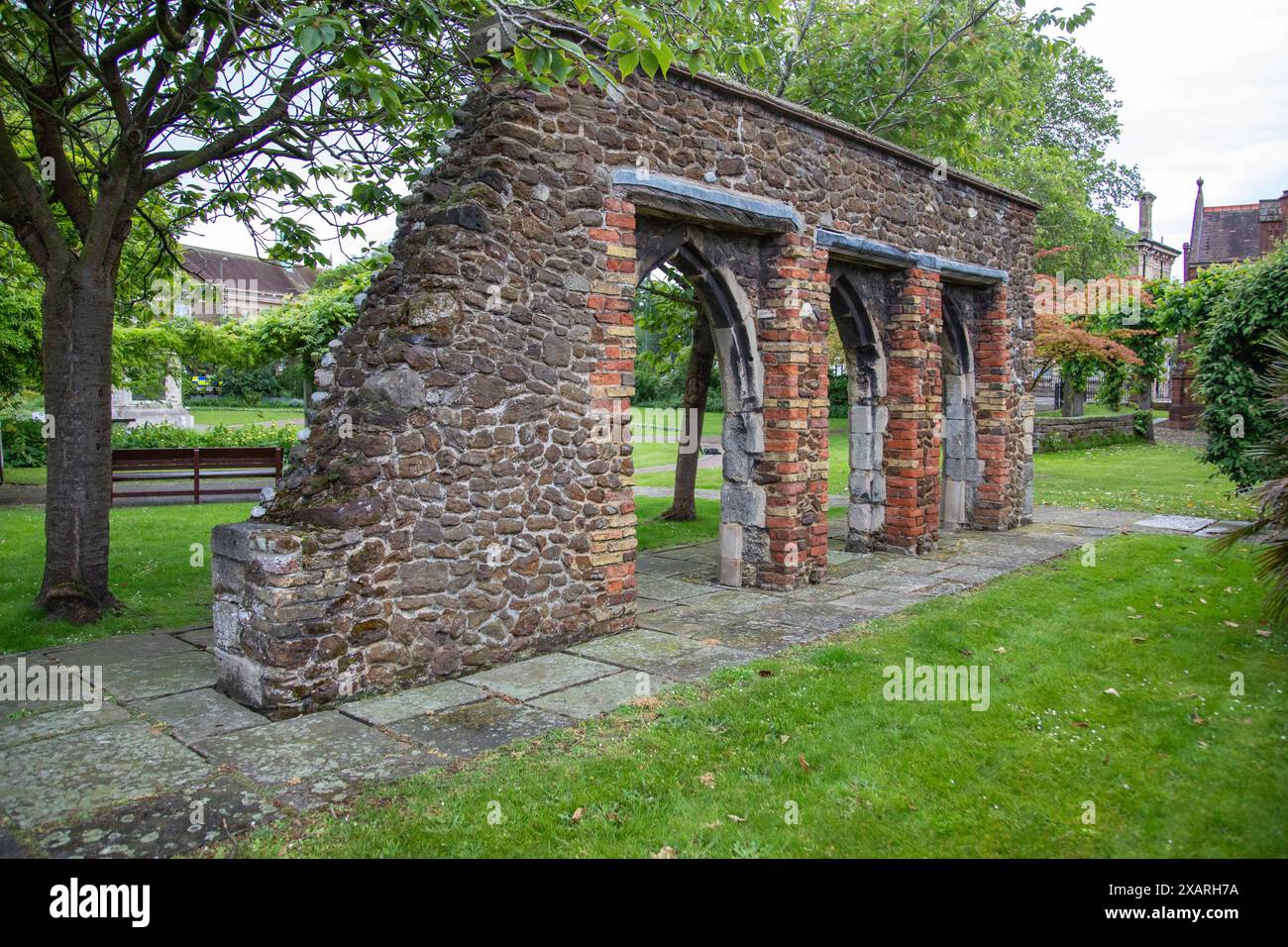 Medieval Bank Lane arches, Tower Gardens, Kings Lynn, Norfolk Stock ...