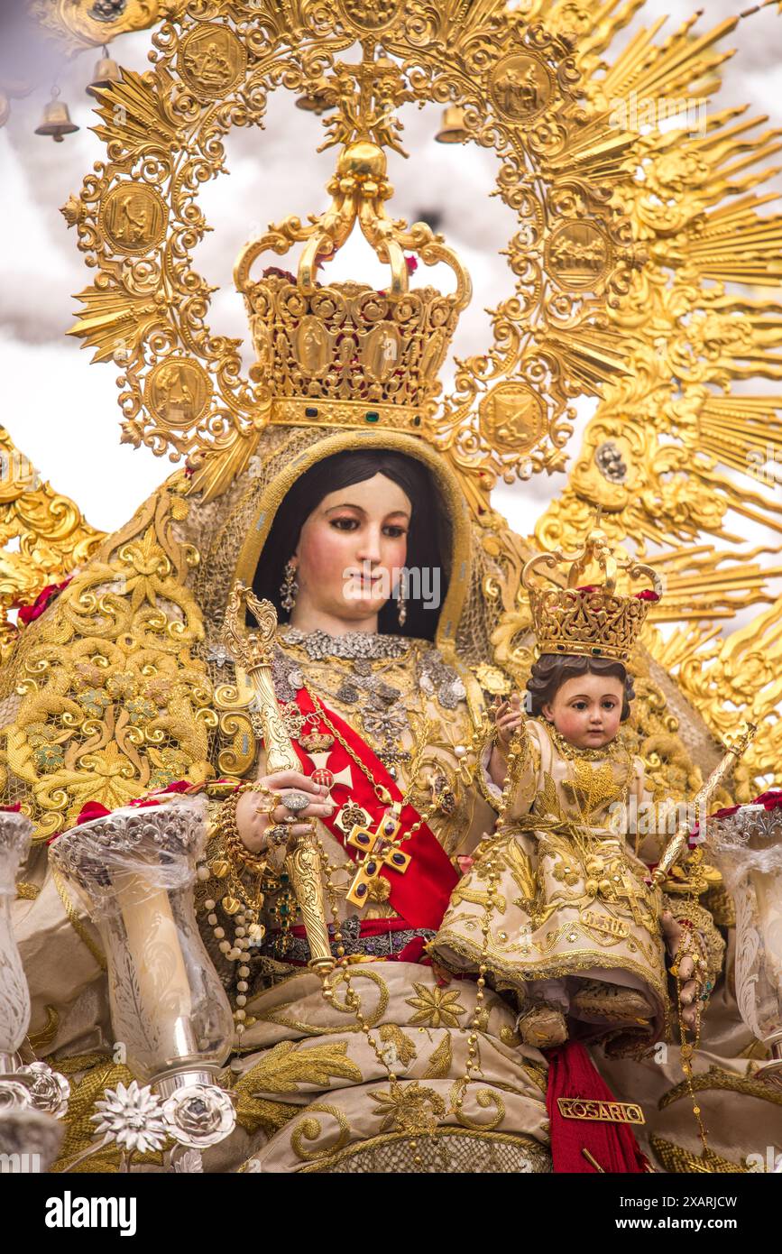 La Virgen del Rosario, an 18th-century statue, during a procession in ...