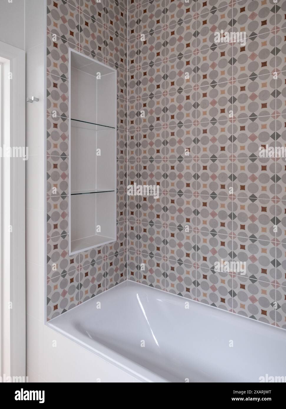 Contemporary, minimalist Scandi architect-designed bathroom with bath ...