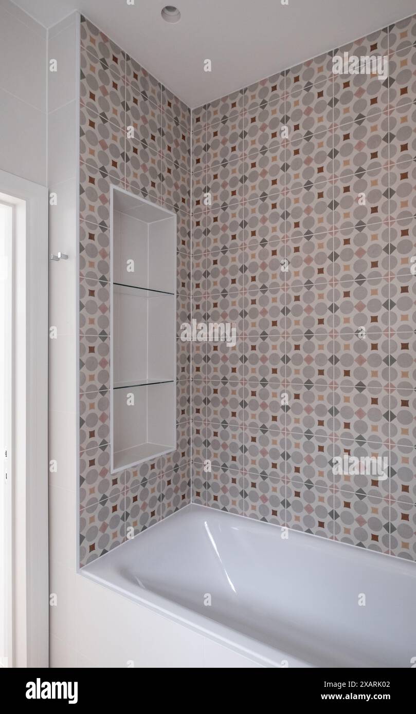 Contemporary, minimalist Scandi architect-designed bathroom with bath ...