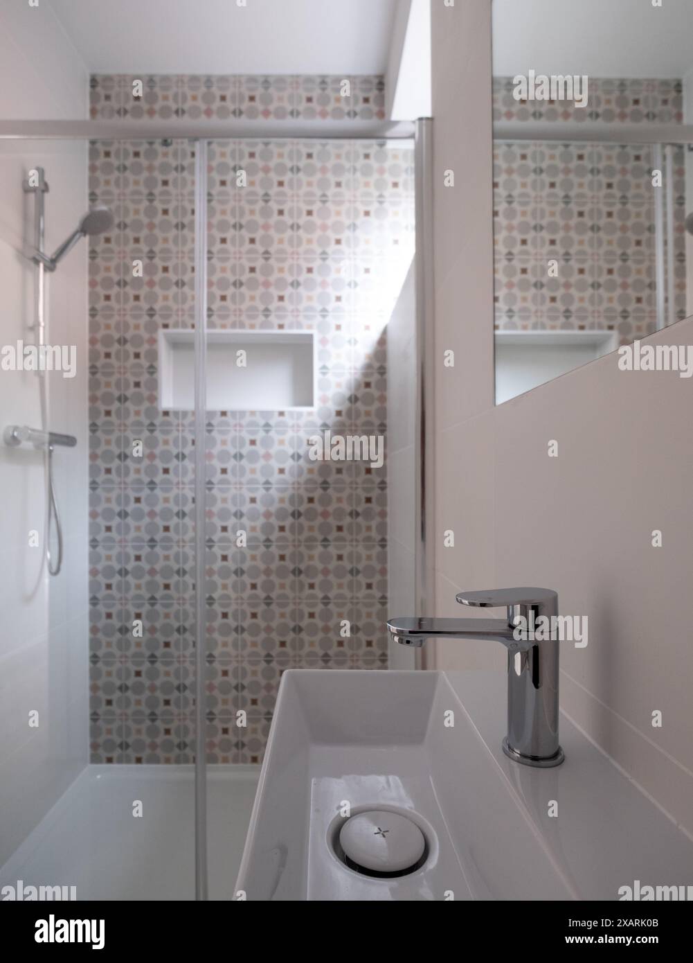 Contemporary, minimalist architect-designed bathroom with walk in ...