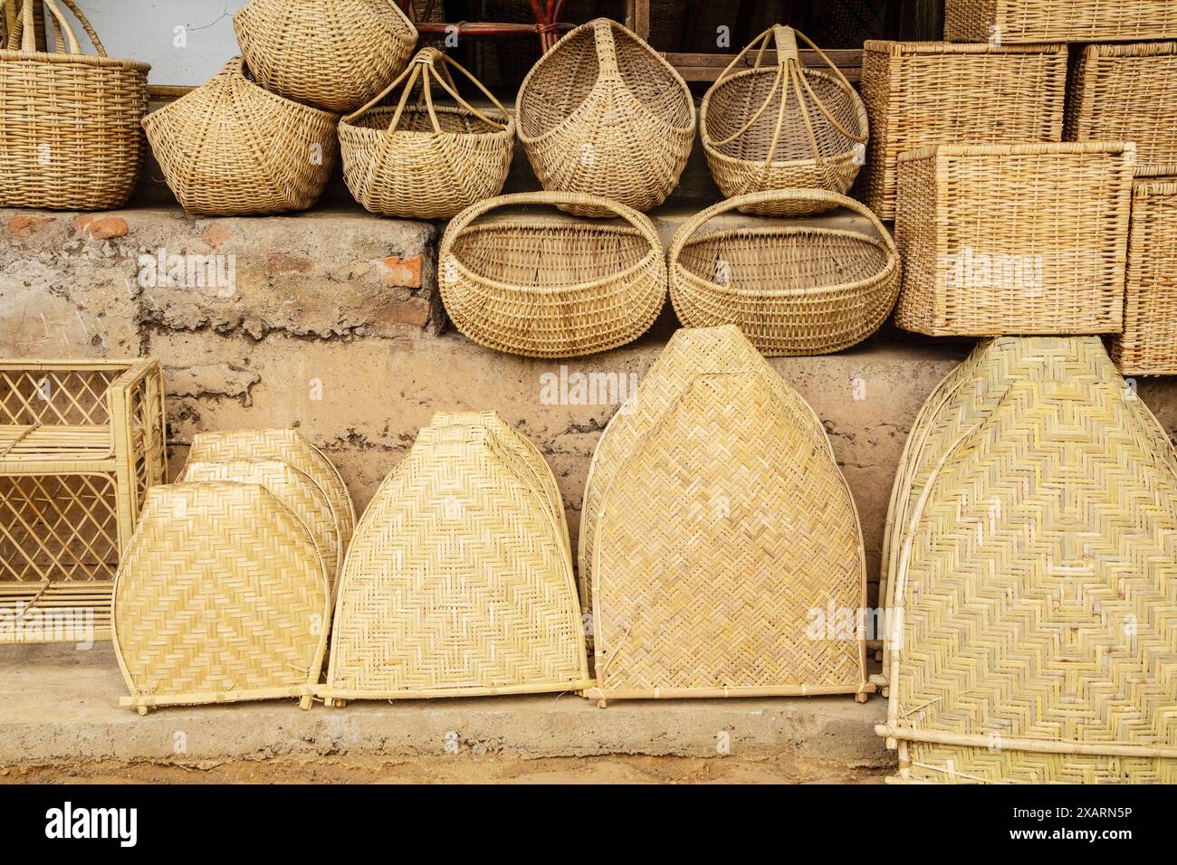 small rattan workshop-shop where they make furniture and baskets from ...