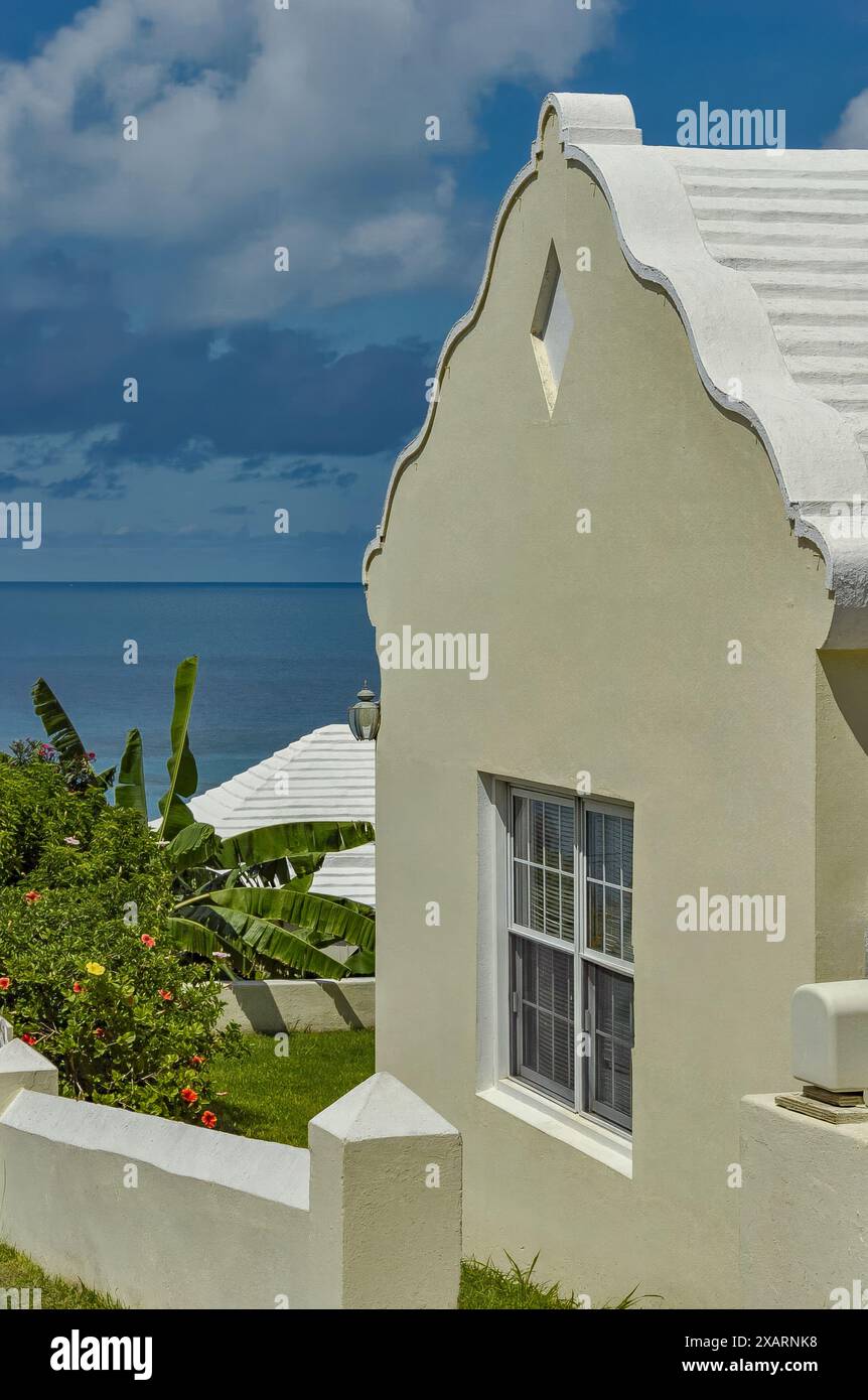 Beige Bermuda House Overlooking the Sea Town of St. George Stock Photo ...