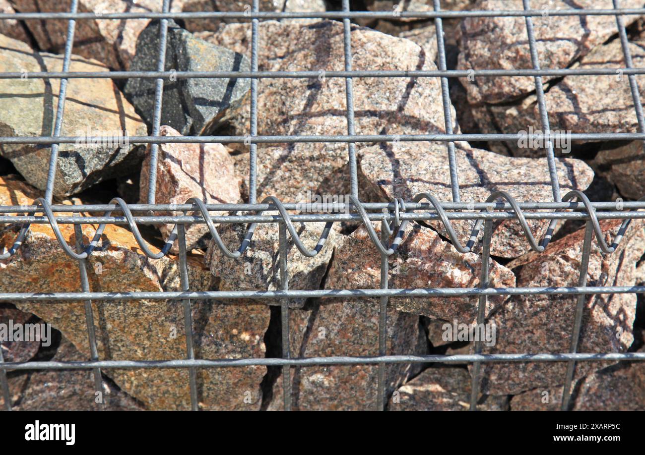 Gabion, texture, background. Gabion net and construction design. New ...