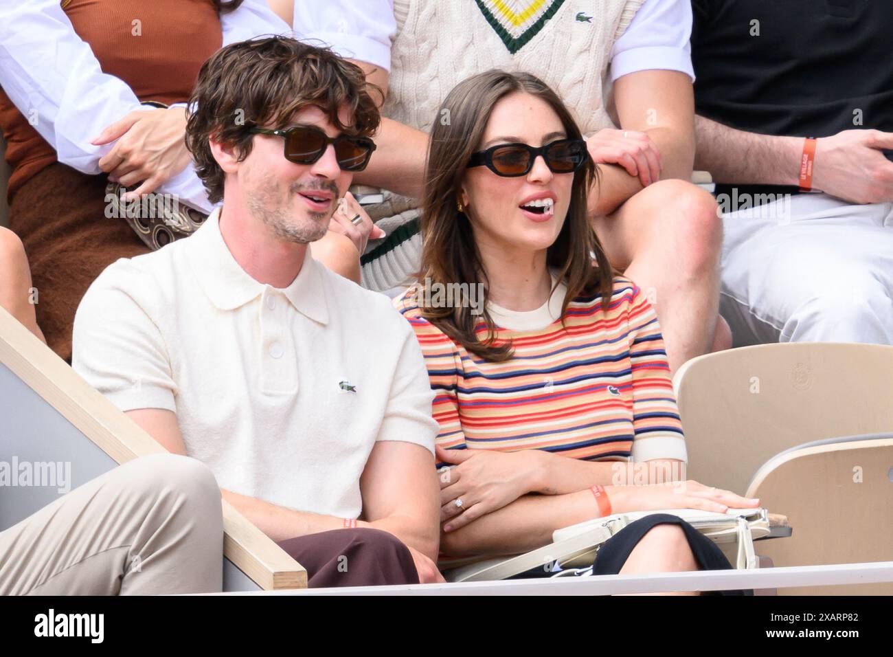 Ana Corrigan and Logan Lerman attend the Women Final of Roland Garros ...