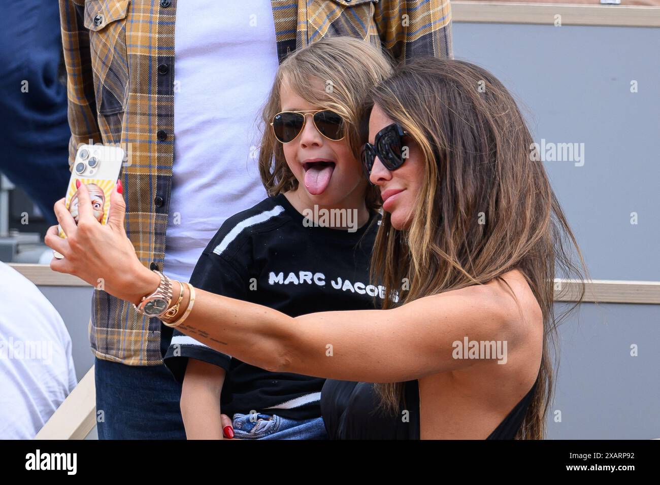 Paris, France. 08th June, 2024. Jade Foret and her son Nolan attend the ...