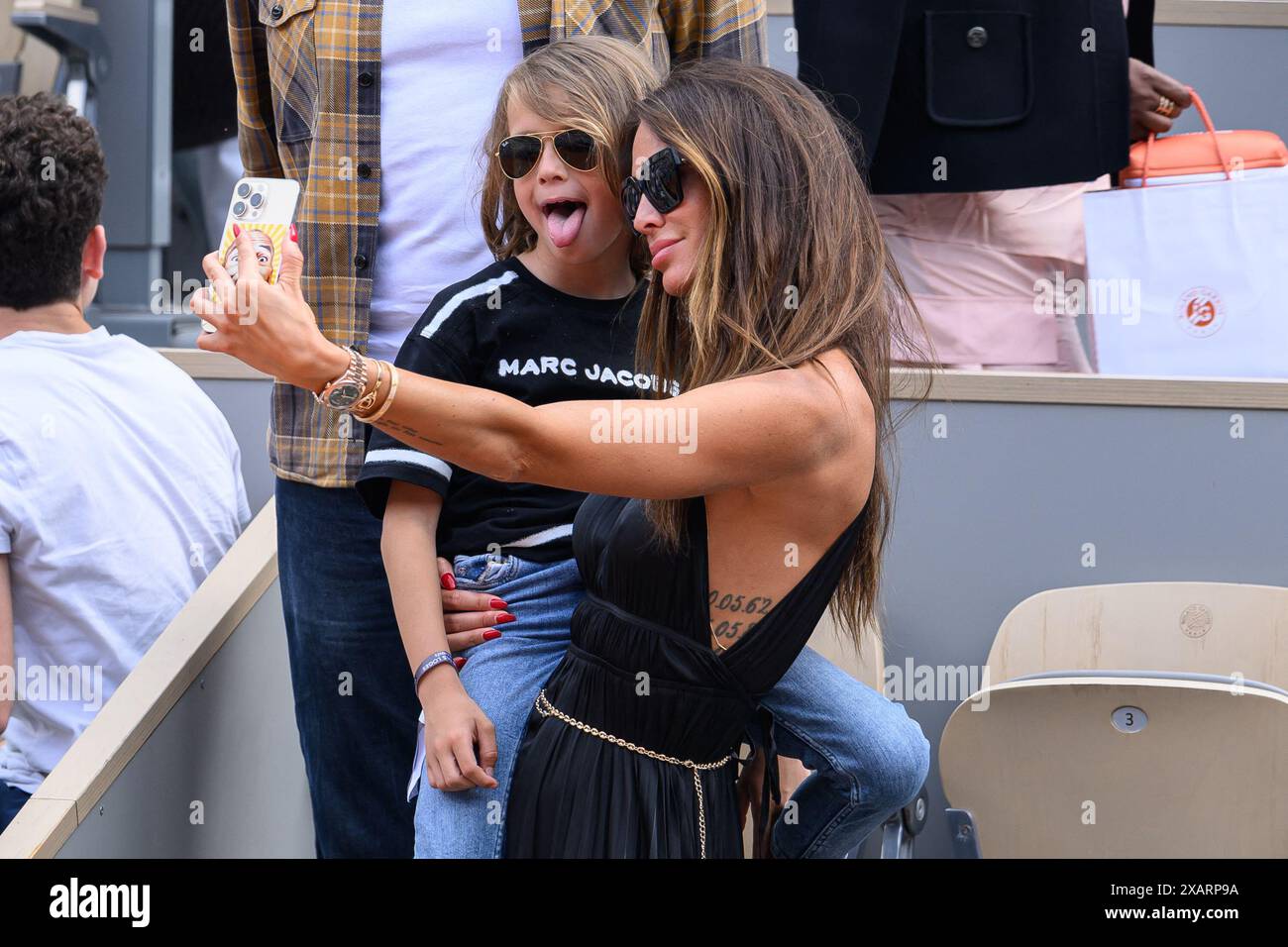 Paris, France. 08th June, 2024. Jade Foret and her son Nolan attend the ...