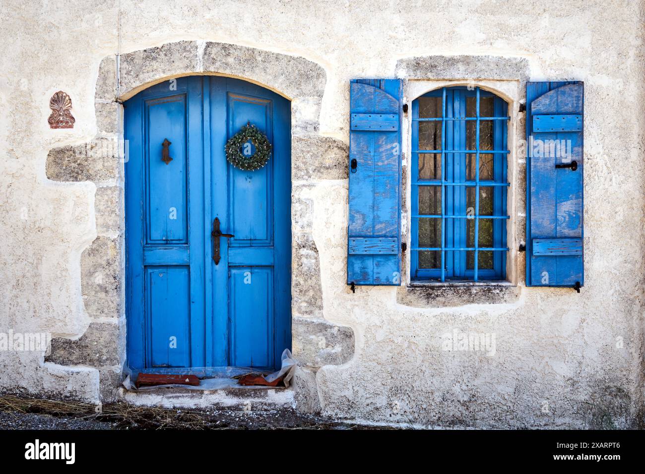 door and window of an old traditional country house on the island of ...