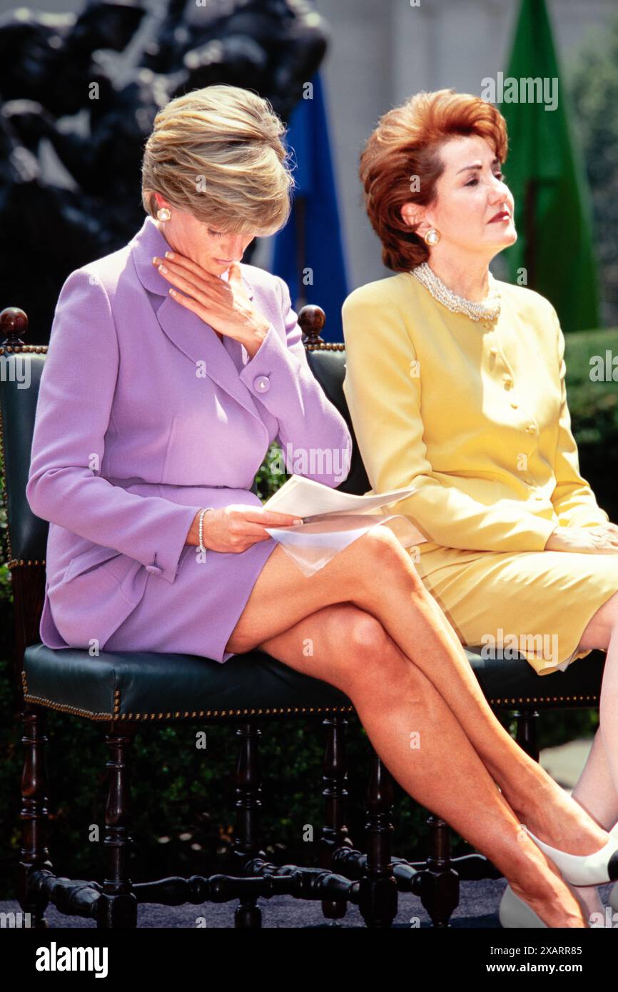 Diana, the Princess of Wales, left, sits with American Red Cross ...
