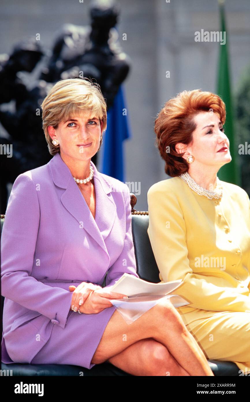 Diana, the Princess of Wales, left, sits with American Red Cross ...