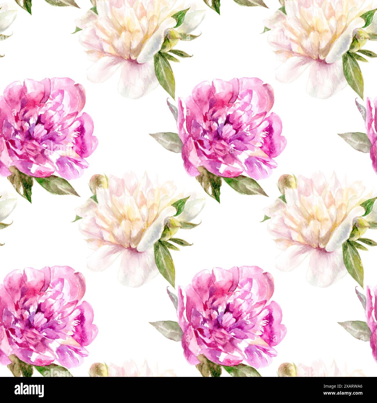 This elegant watercolor peony floral seamless pattern is perfect for fabric and wallpaper ...