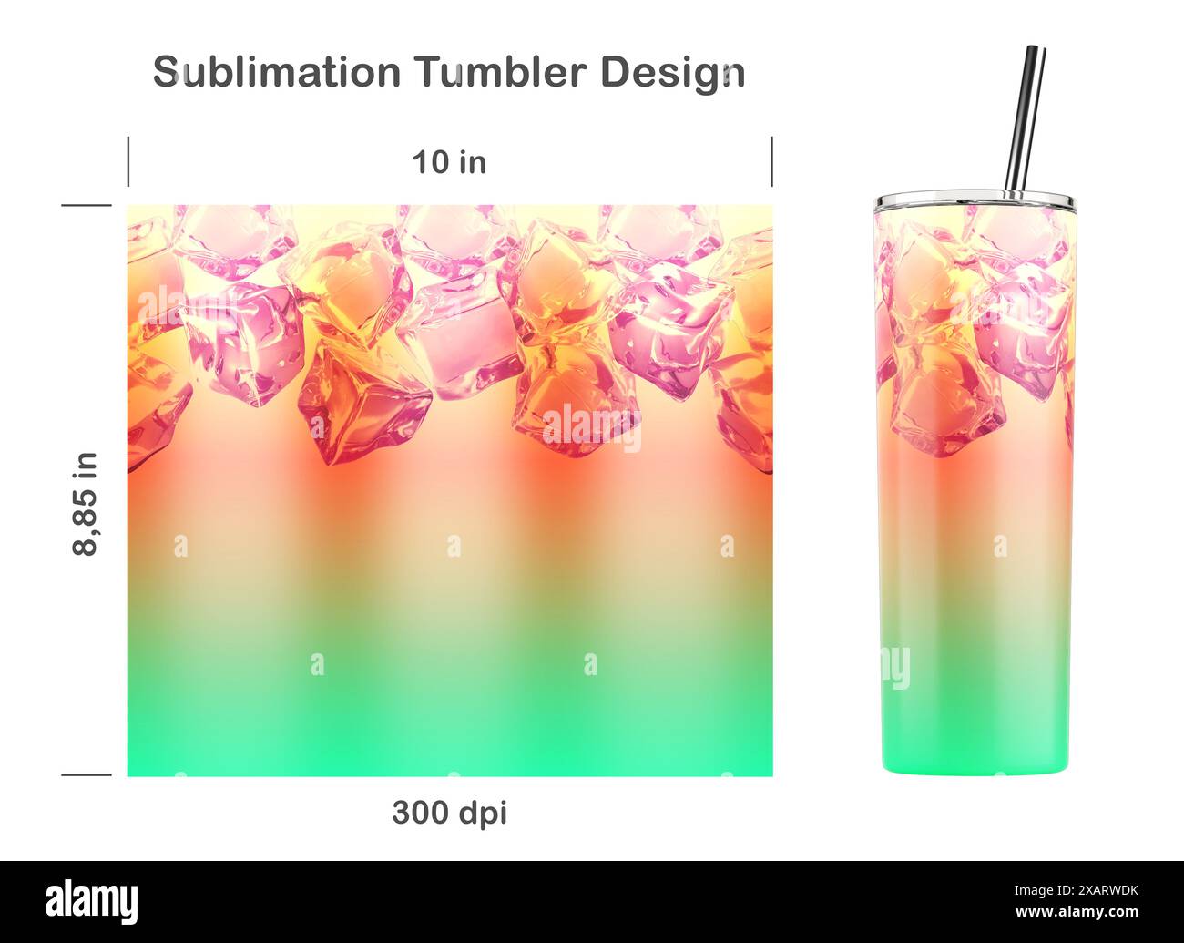 Realistic cocktail pattern with ice cubes. Seamless sublimation ...
