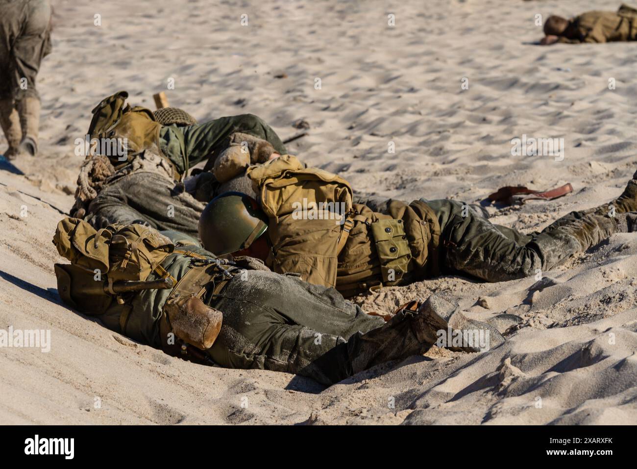 Historical reconstruction. An American infantry soldiers from the World ...