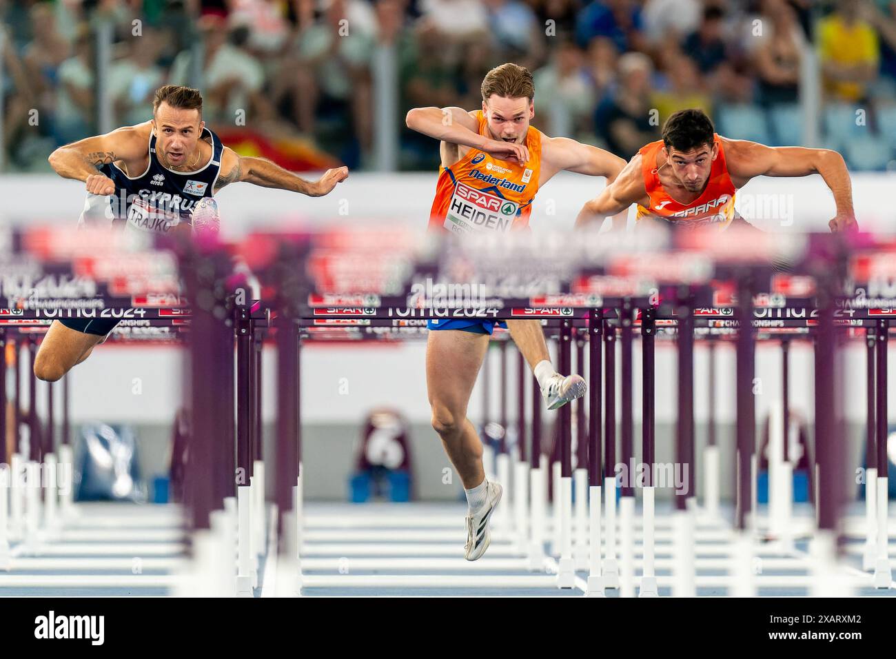 ROME, ITALY - JUNE 8: Mark Heiden of Netherlands competing in the 110m Hurdles Men during Day ...