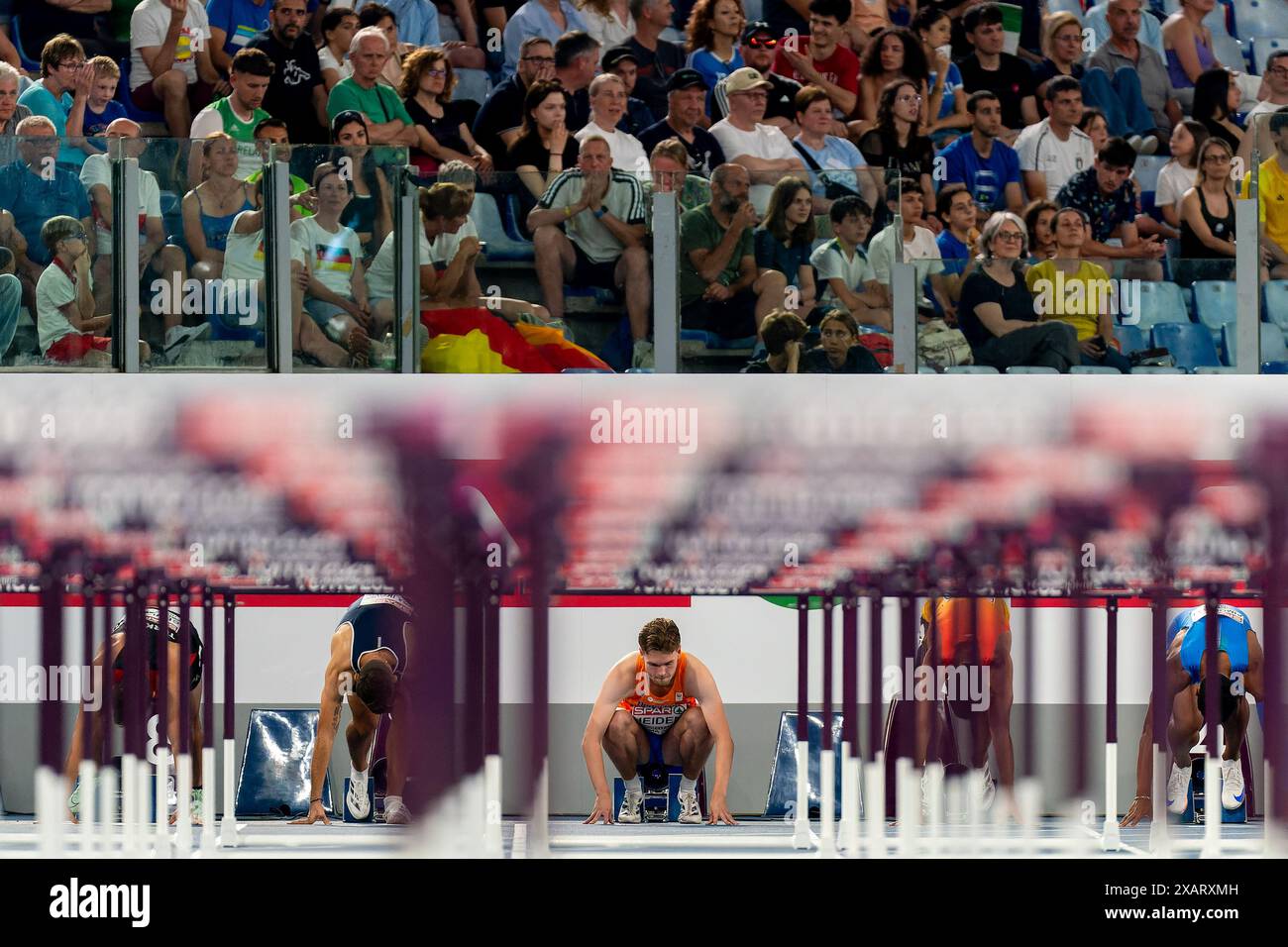 ROME, ITALY - JUNE 8: Mark Heiden of Netherlands competing in the 110m Hurdles Men during Day ...