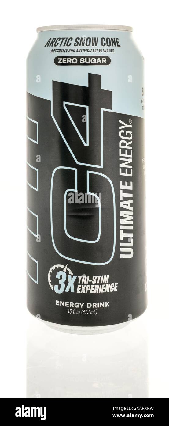 Winneconne, WI - 27 April 2024: A can of C4 ultimate energy drink on an ...