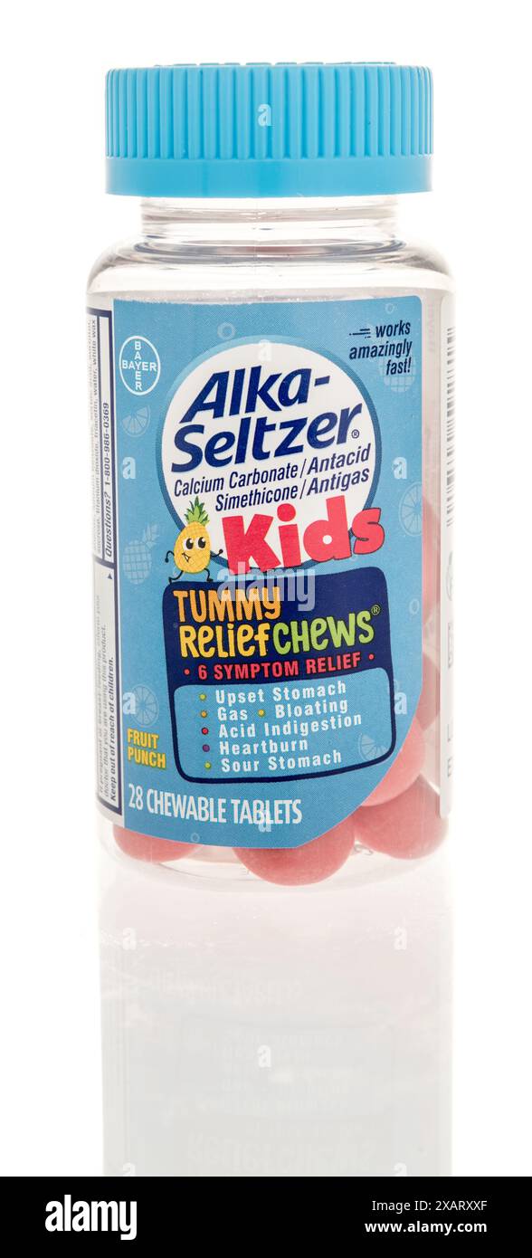 Winneconne, WI - 27 April 2024: A bottle of Alka seltzer tummy relief ...