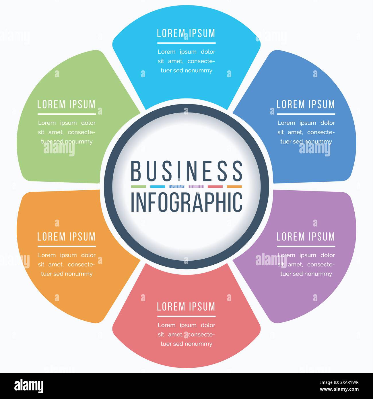 Circle Infographic design 6 Steps, objects, elements or options business information template ...