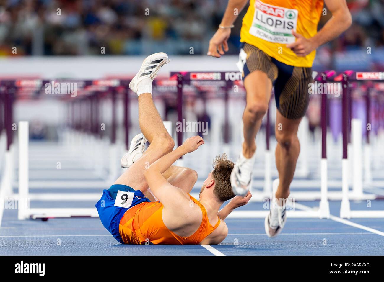 ROME, ITALY - JUNE 8: Mark Heiden of Netherlands competing in the 110m ...