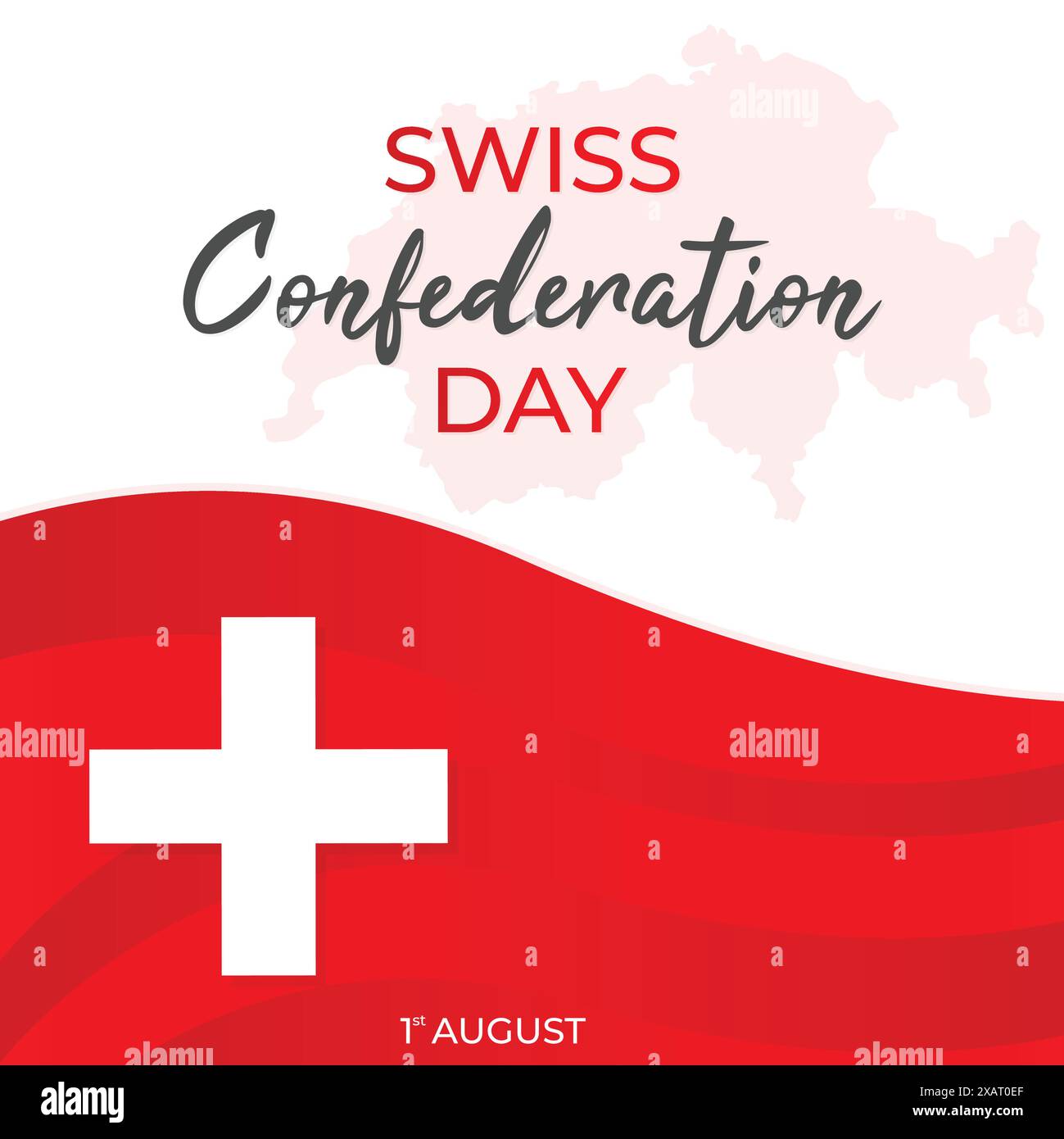 Swiss Confederation Day with Red map of the country. Vector ...