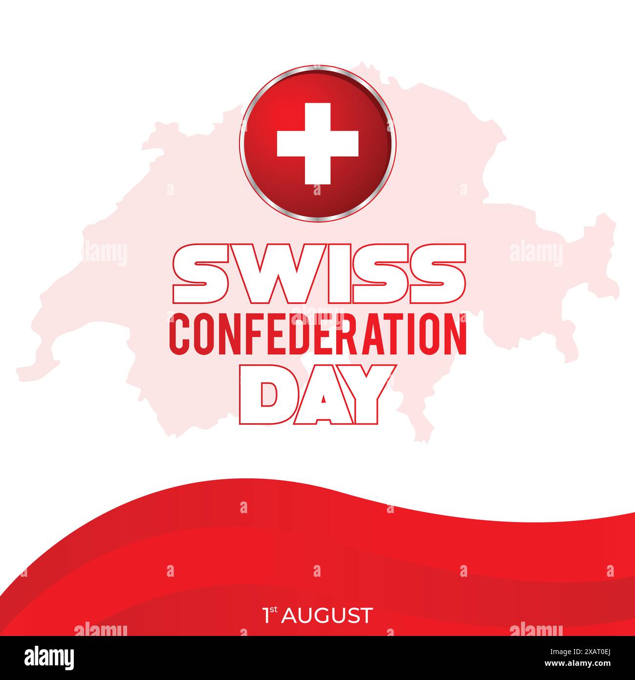 Swiss Confederation Day with Red map of the country. Vector ...