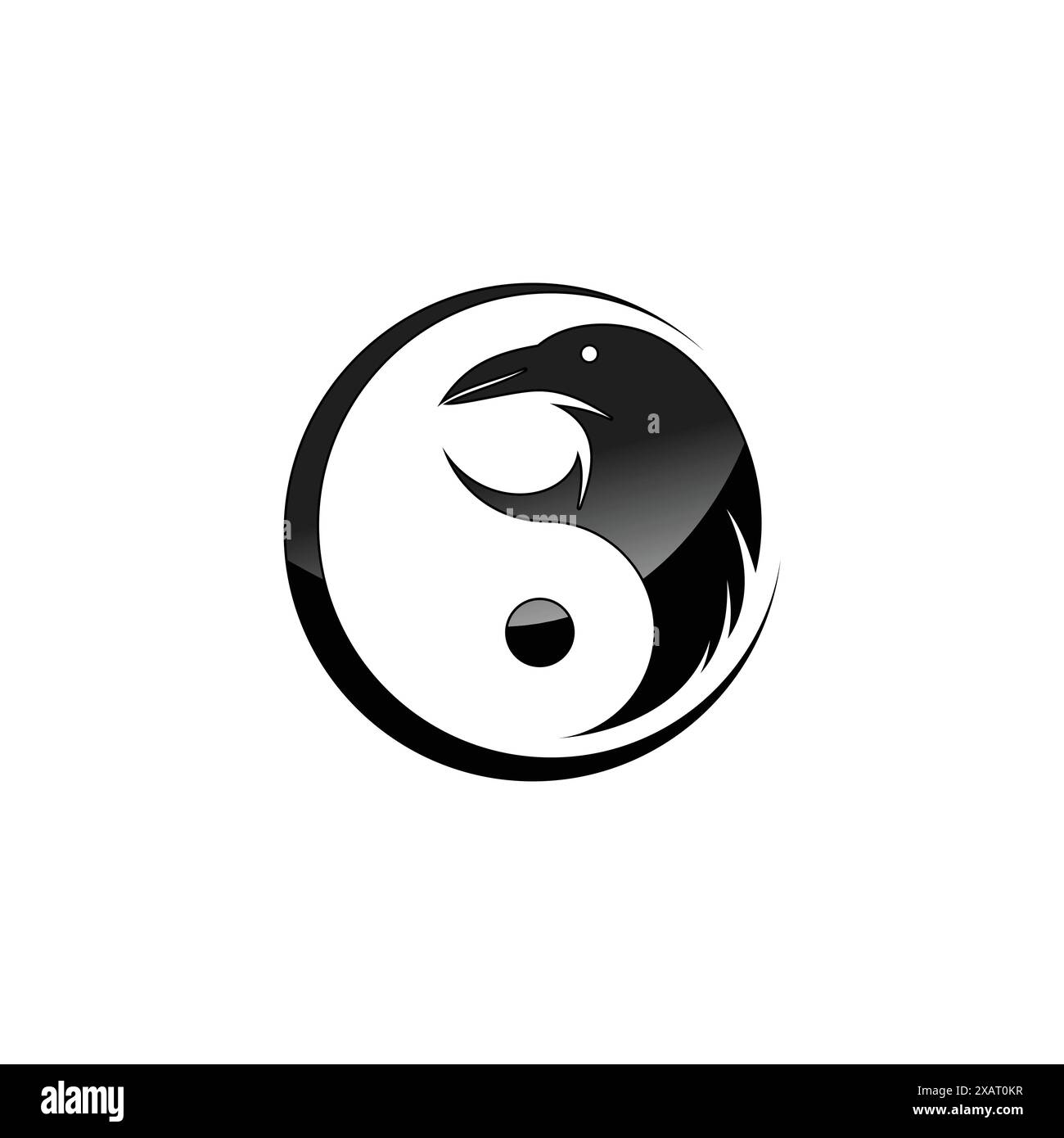 Silhouette Raven logo shape Yin Yang vector icon for business company ...