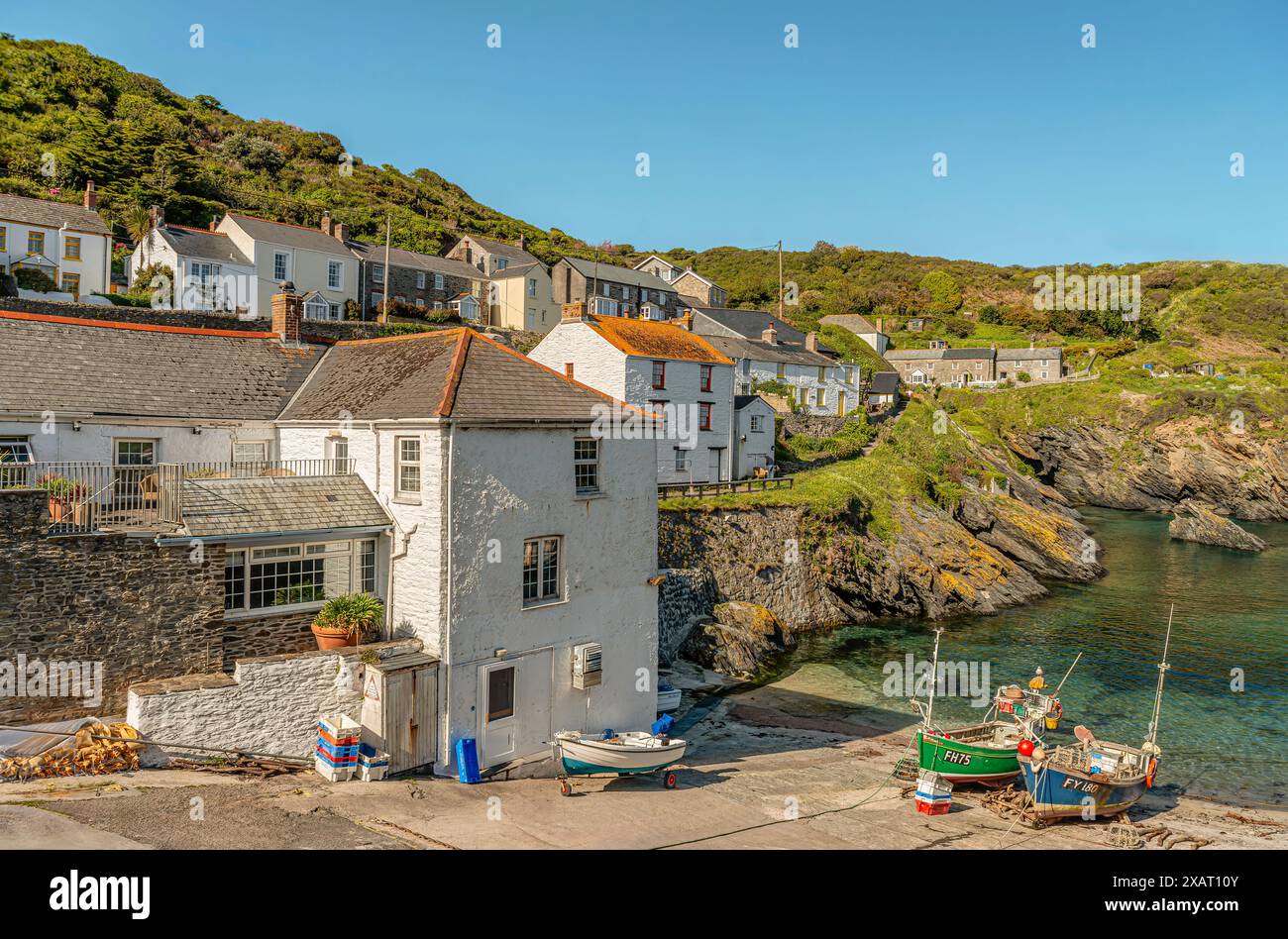 Fishing harbour of the coastal Cornish village Portloe, Cornwall, England, UK Stock Photo - Alamy