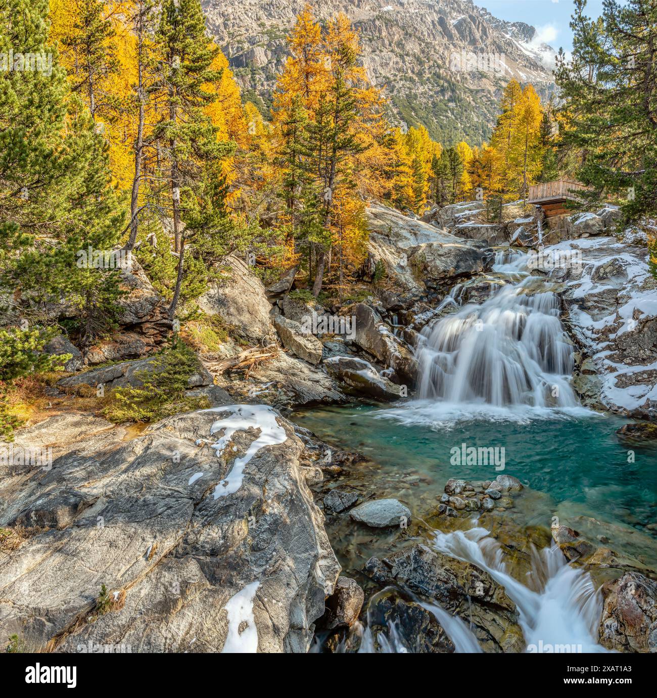 Cascada da Bernina Waterfall at Morteratsch Glacier in Autumn, Engadin ...