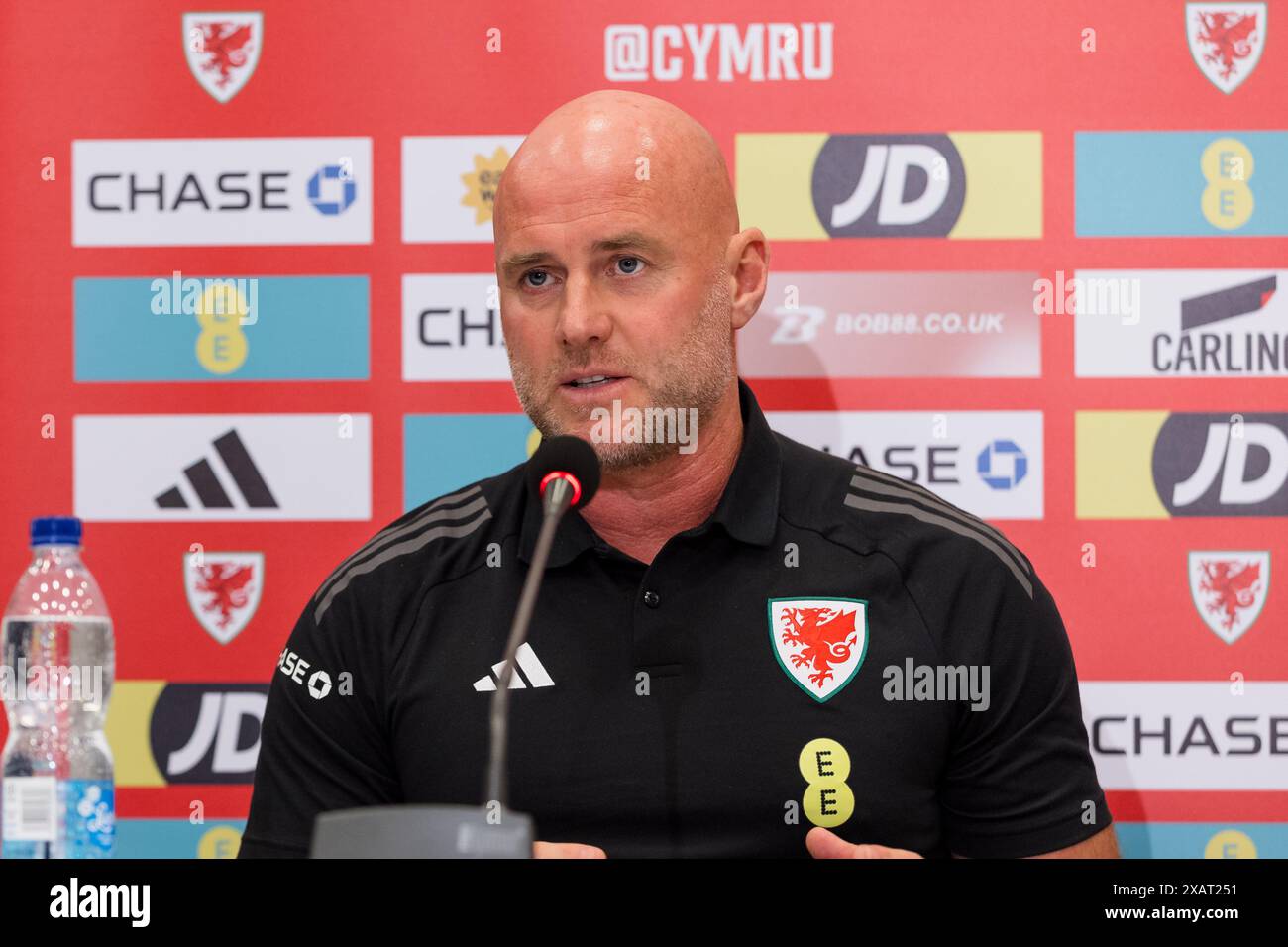 BRATISLAVA, SLOVAKIA - 08 JUNE 2024: Wales’ Head Coach Robert Page during a md-1 press ...