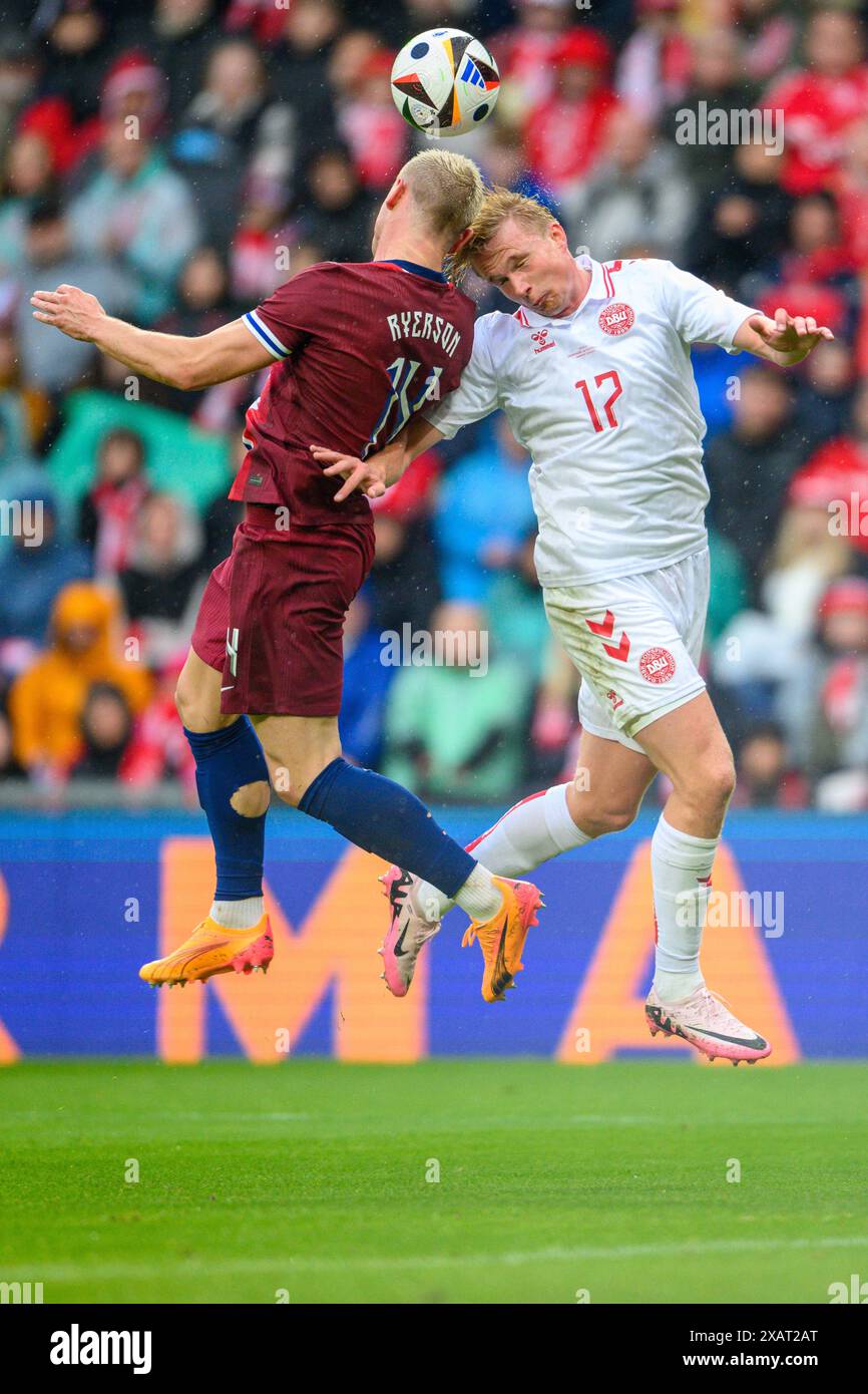 Brondby, Denmark. 8 June, 2024. Pictured left to right, 14 (NOR ...