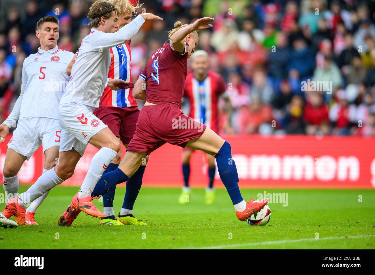 Brondby, Denmark. 8 June, 2024. Pictured left to right, 2 (DEN ...