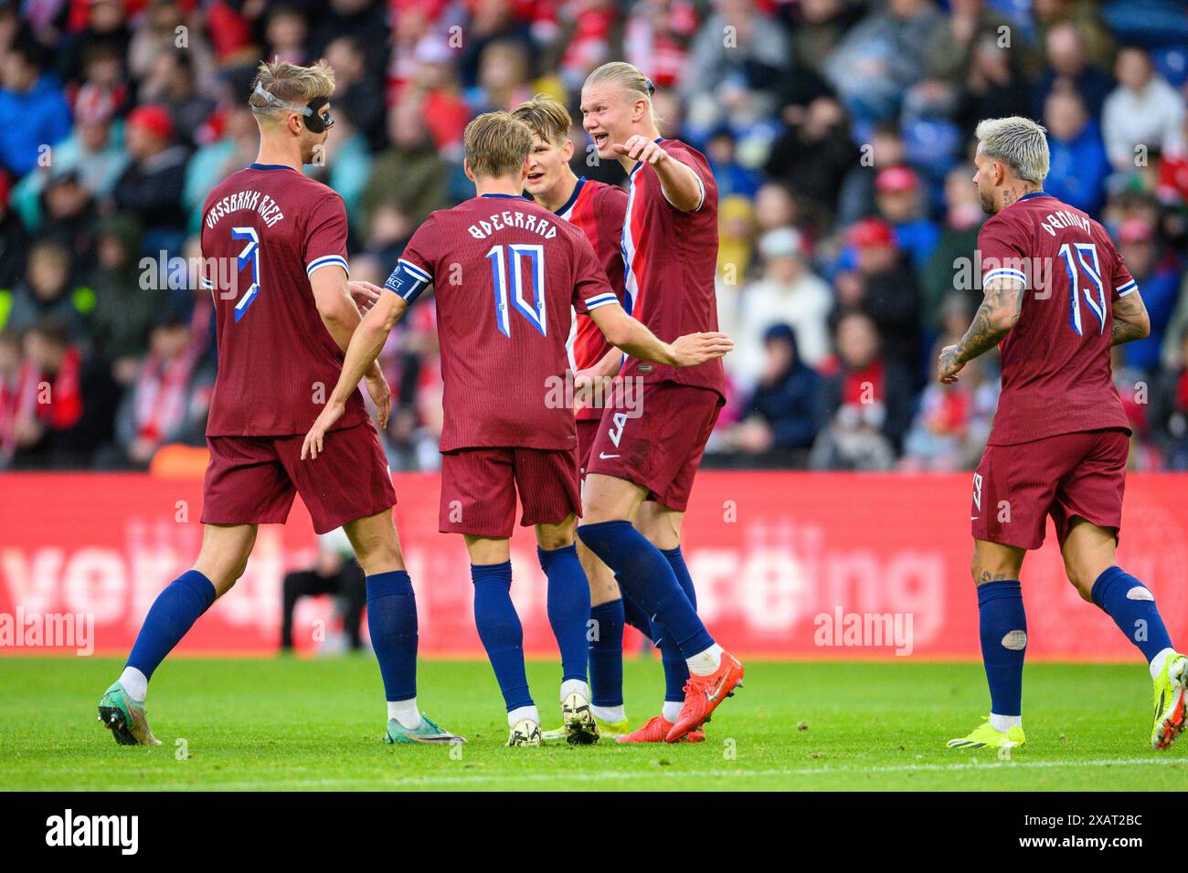 Brondby, Denmark. 8 June, 2024. Pictured left to right, 3 (NOR ...
