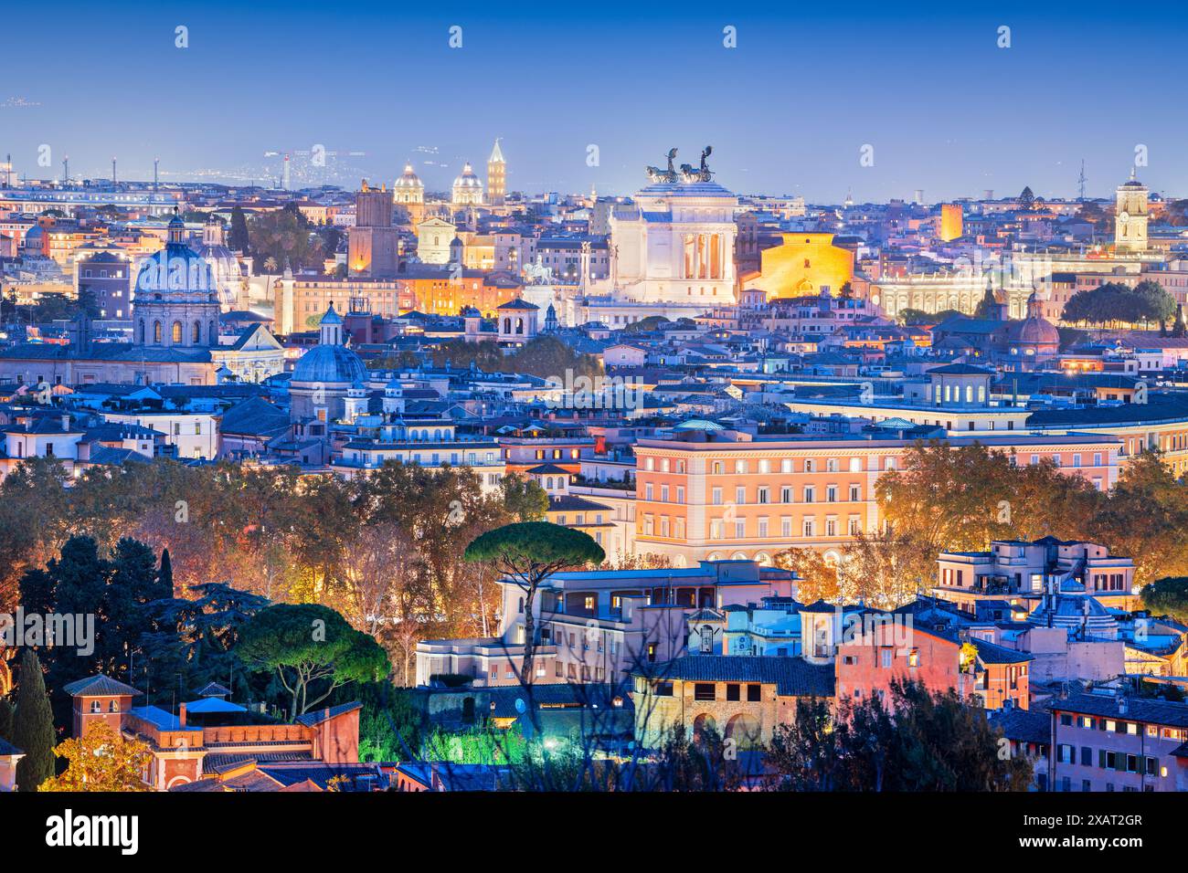 Rome, Italy historic landmarks and monuments illuminated at night Stock ...
