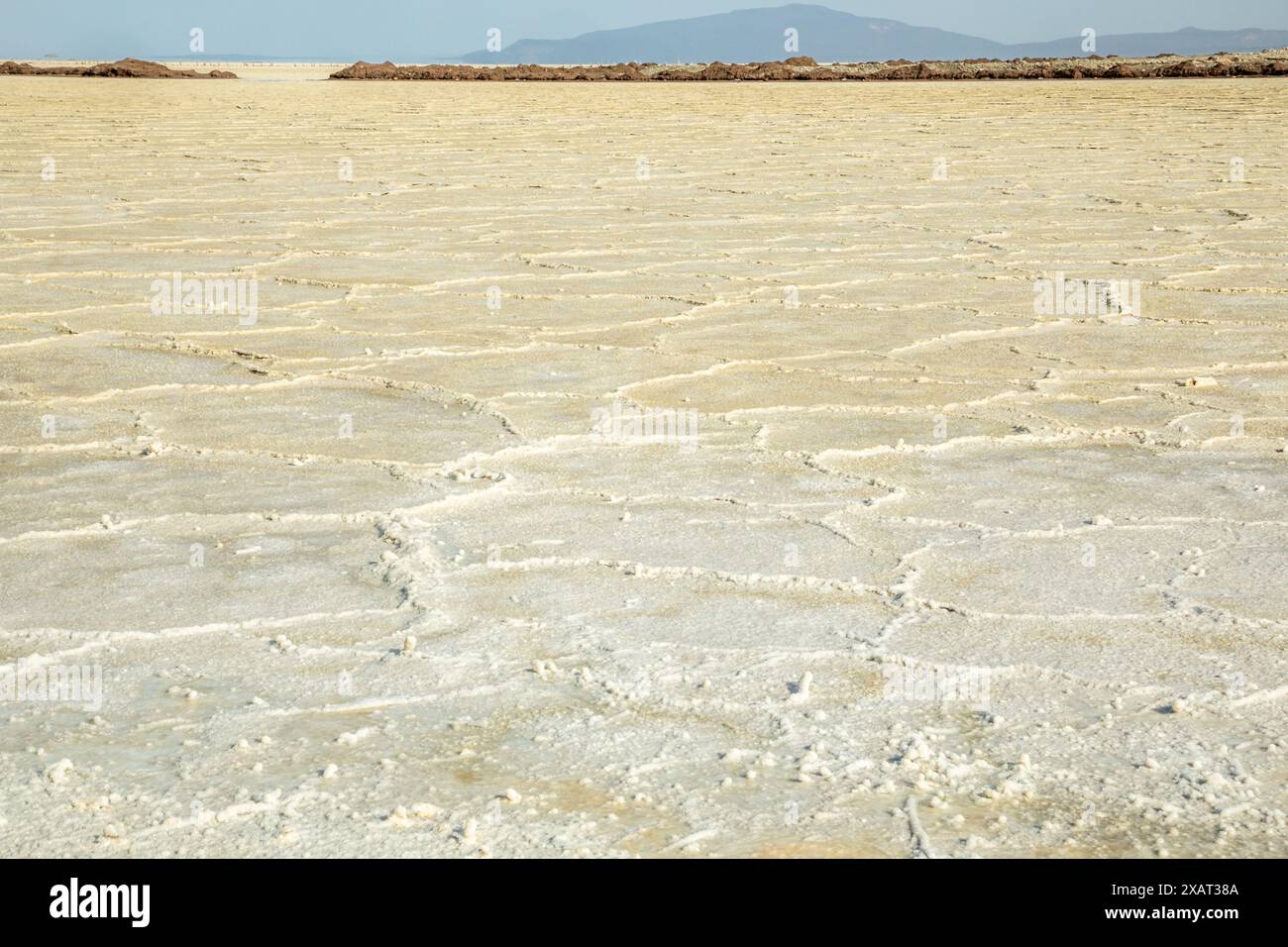Karum salt lake surface, Danakil Depression desert, Afar region ...