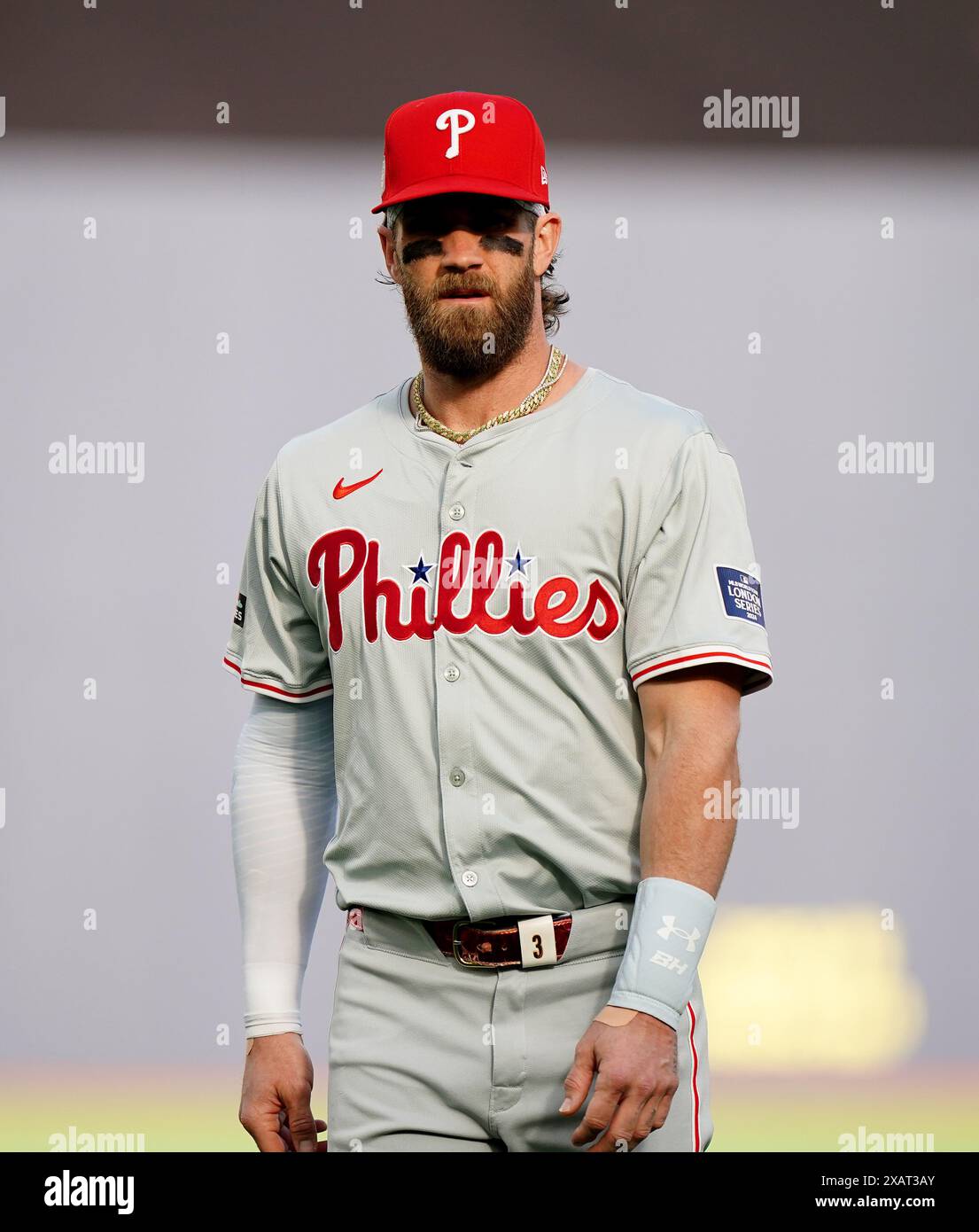 Philadelphia Phillies' Bryce Harper on day one of the MLB London Series ...