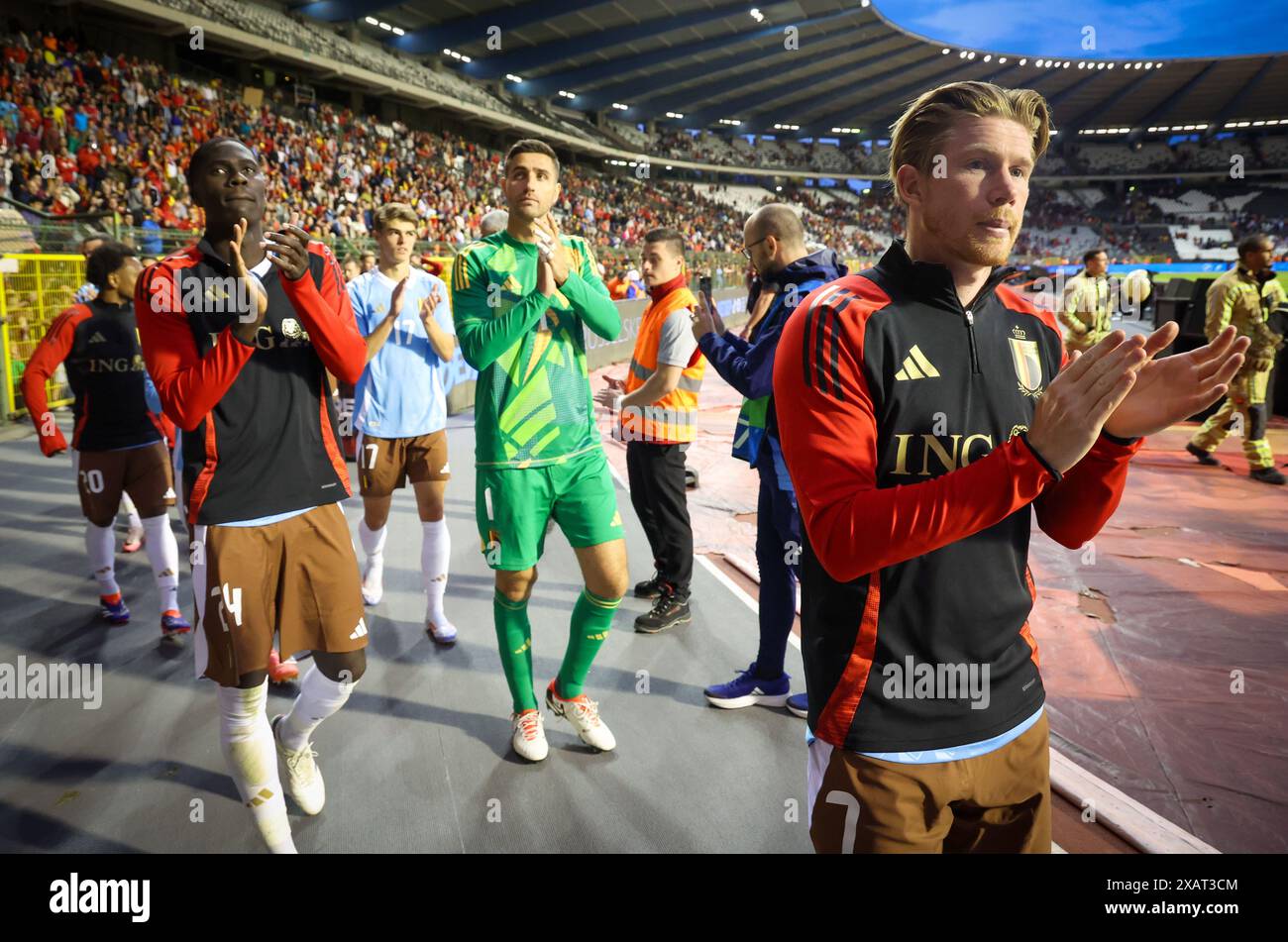 Brussels, Belgium. 08th June, 2024. Belgium's Amadou Onana and Belgium ...