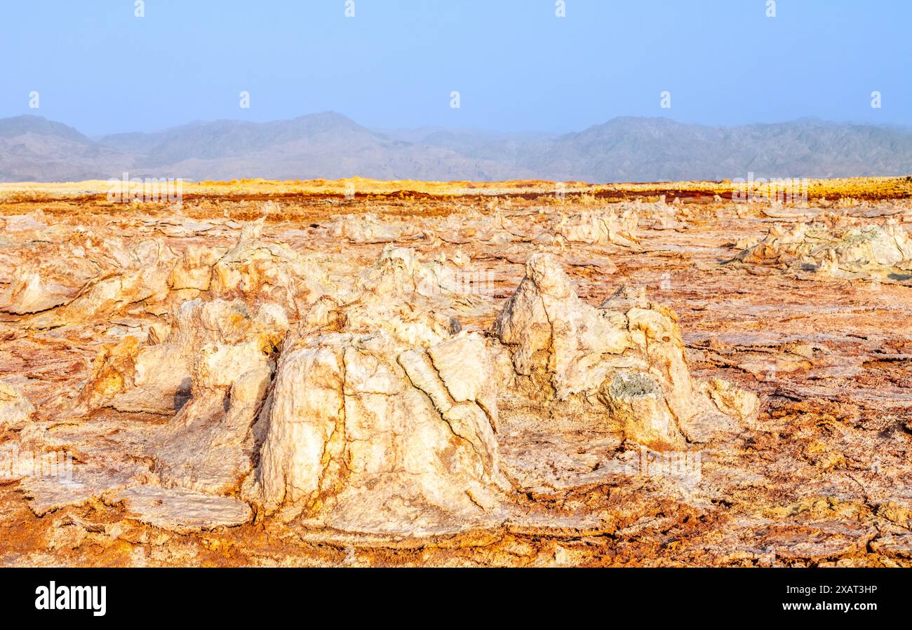 Frozen magma and mineral fields volcanic landscape, Danakil Depression ...