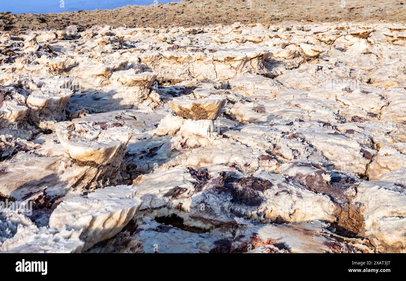 Frozen magma and mineral fields volcanic landscape, Danakil Depression ...