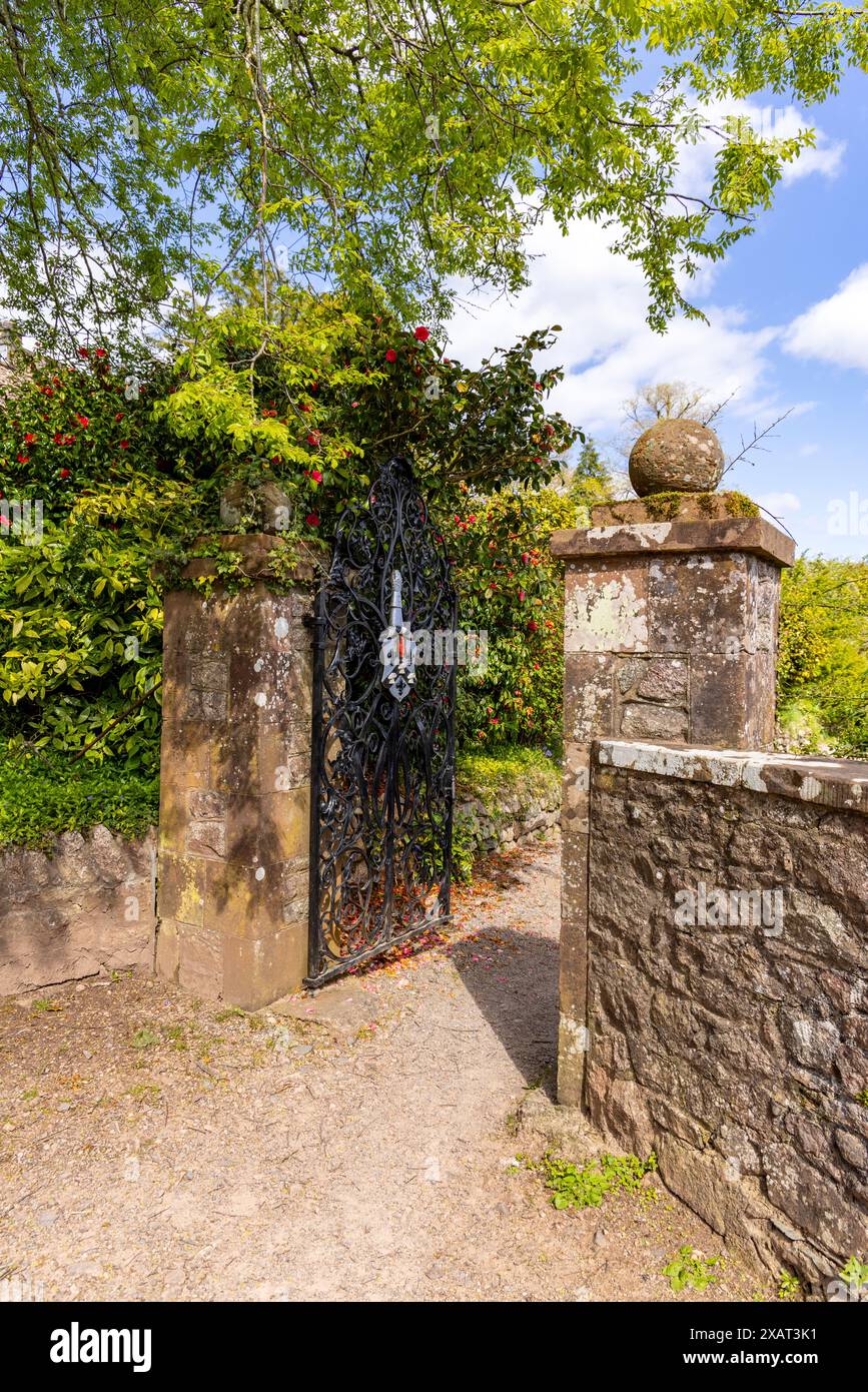 Coat-of-Arms on a gate of Muncaster Castle, Ravenglass,Lake District in ...