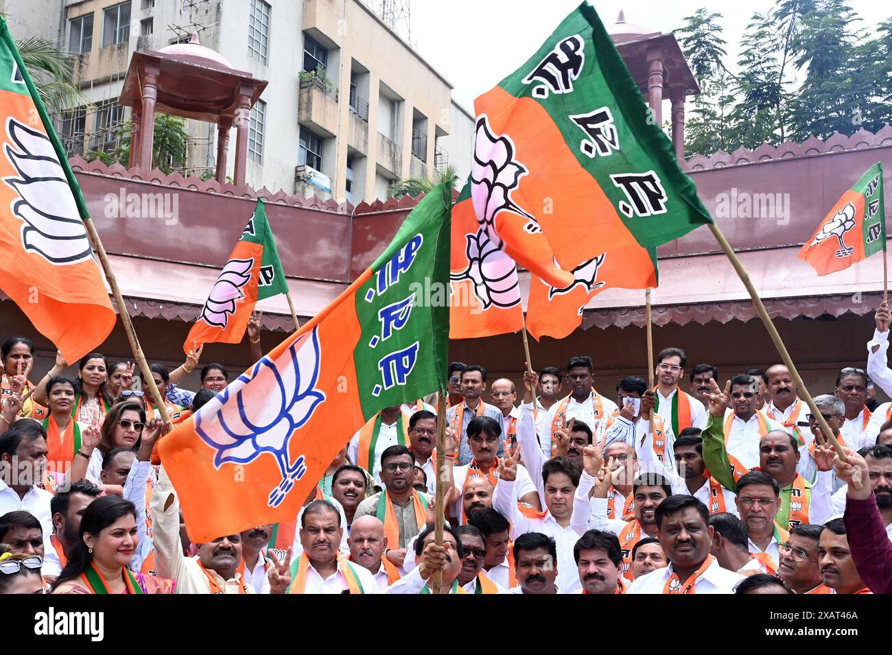 NAVI MUMBAI, INDIA - JUNE 8: Ex MP Dr Sanjeev Naik , BJP Leader along ...