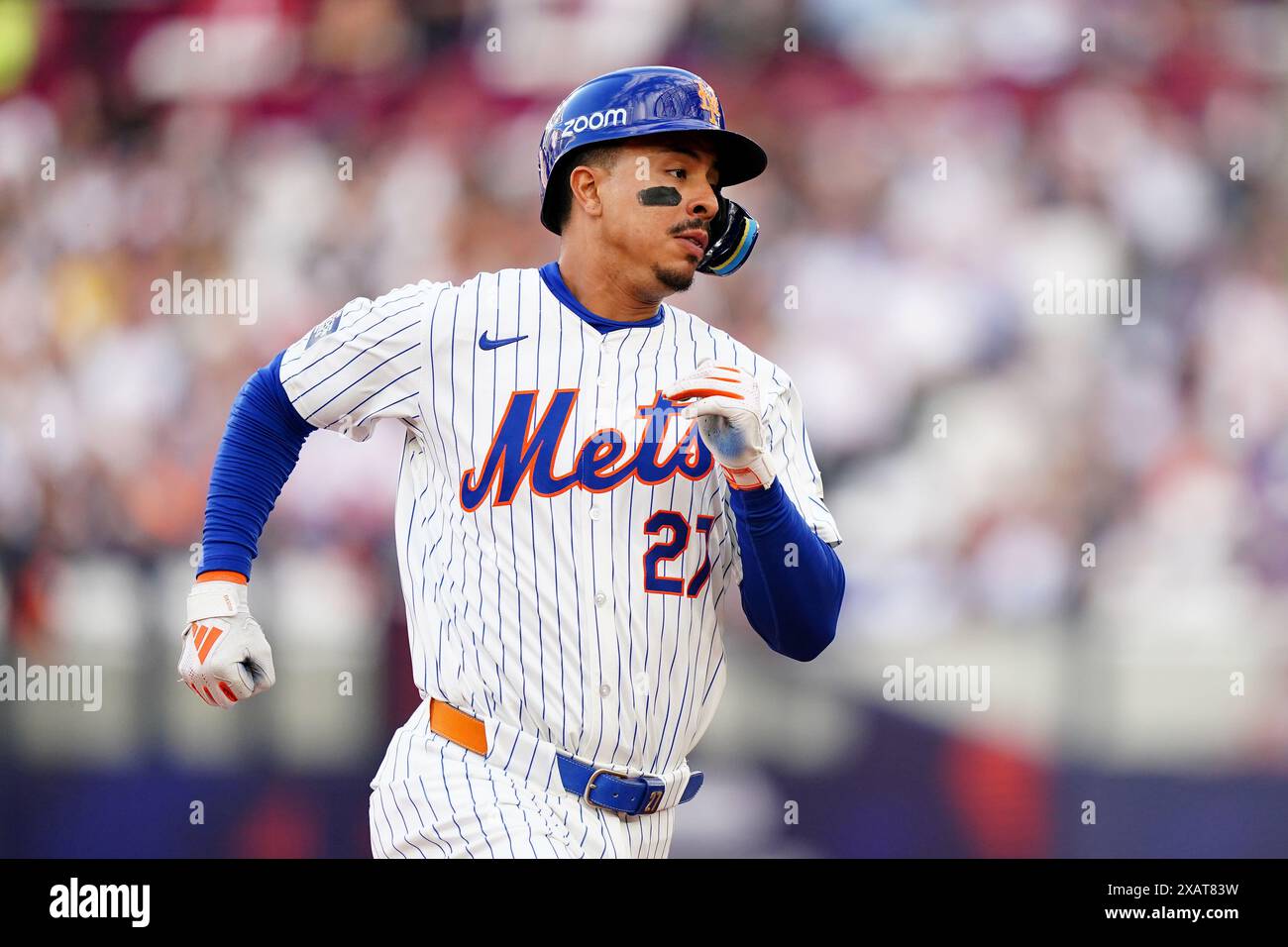 New York Mets' Mark Vientos in action on day one of the MLB London Series Match at the London ...
