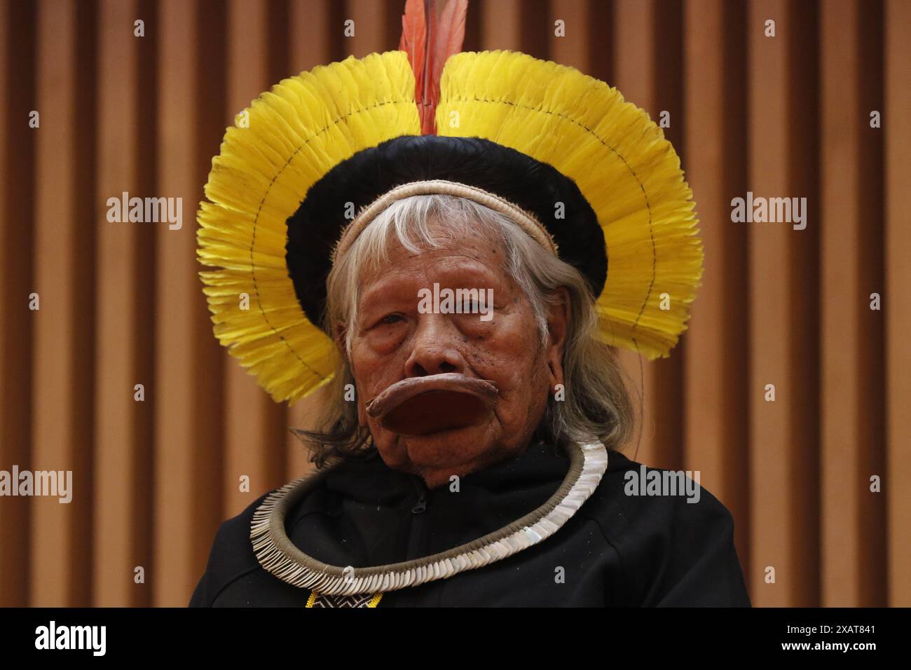 Cacique Raoni Metuktire, chief indigenous leader of the Kayapo ethnic ...