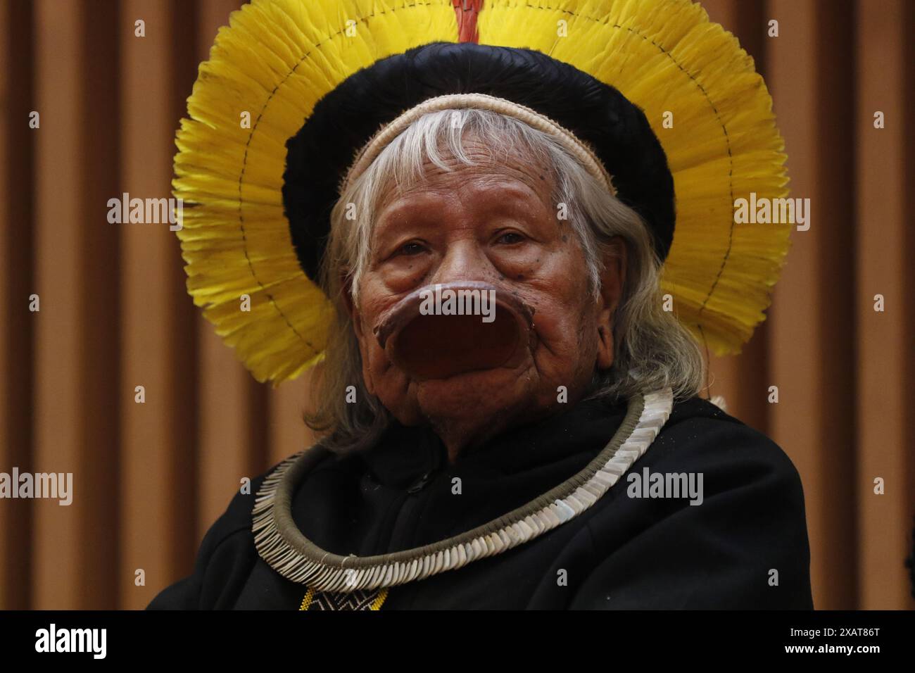 Cacique Raoni Metuktire, chief indigenous leader of the Kayapo ethnic ...