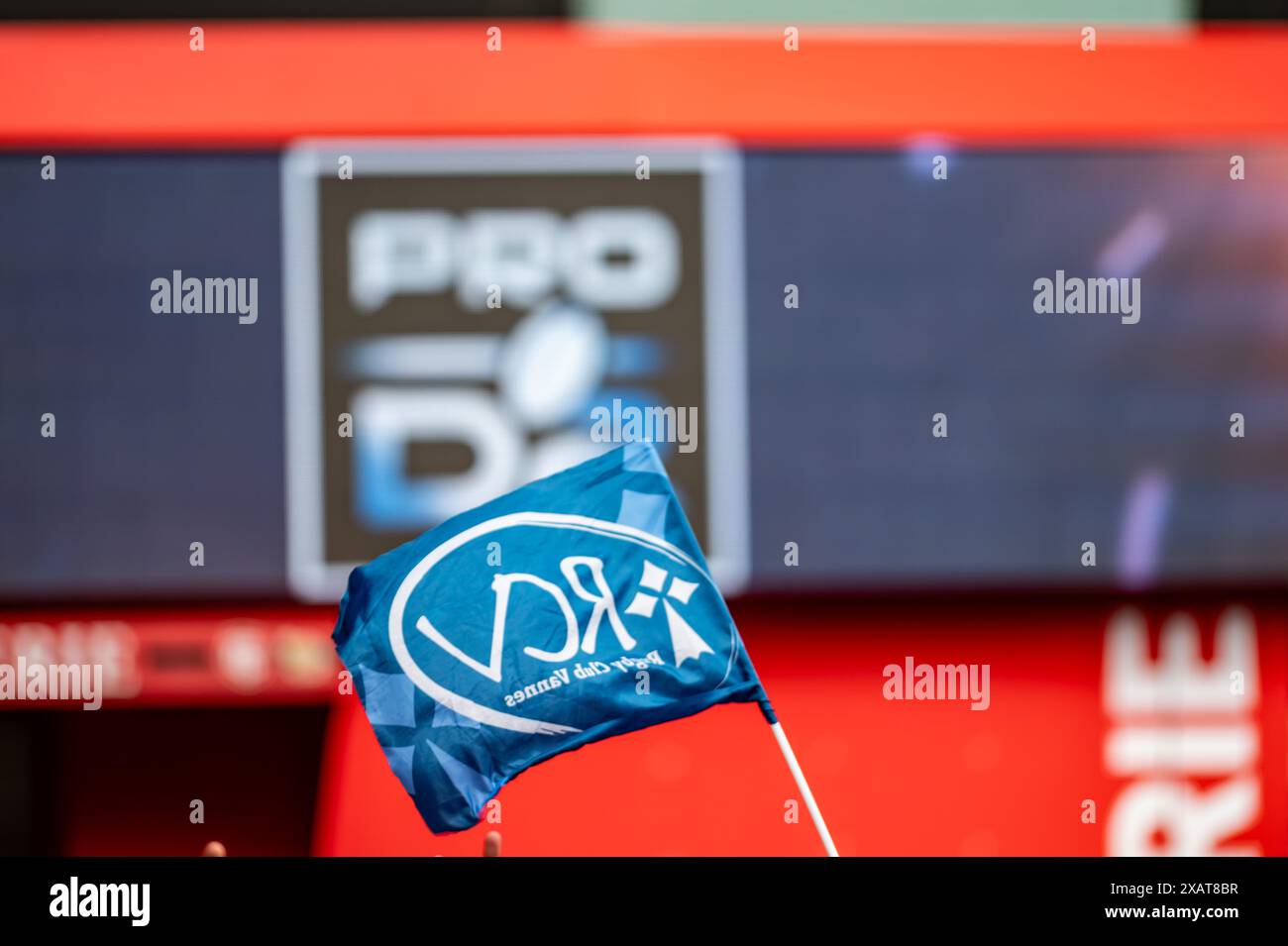 Toulouse, France. 08th June, 2024. Flag of Vannes before the French ...